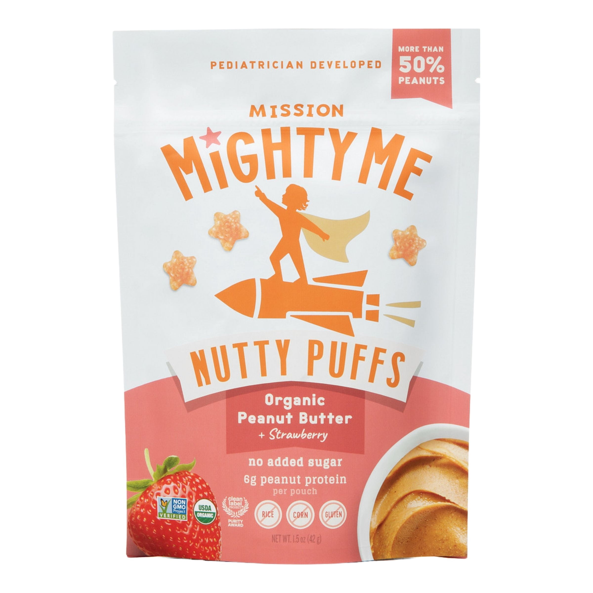 Mission MightyMe Nutty Puffs - Organic Peanut Butter with Strawberry ...