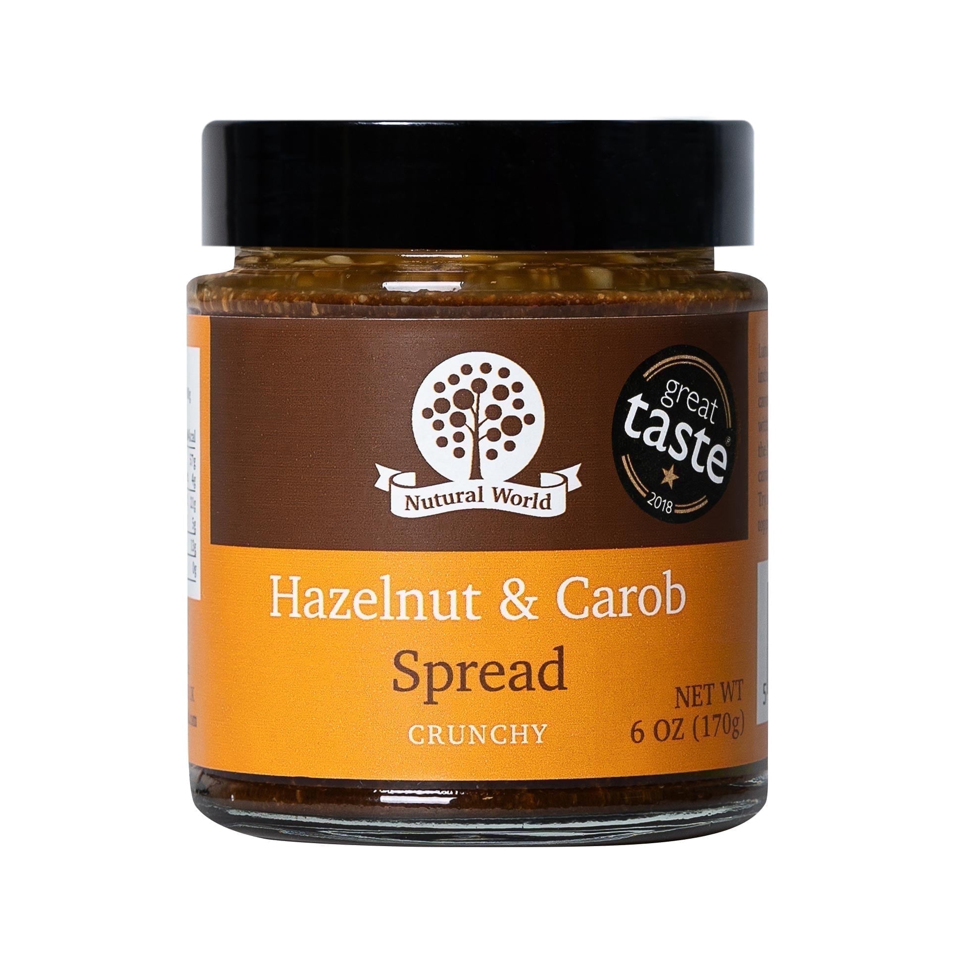 Nutural World Crunchy Hazelnut and Carob Spread, Vegan, Sugar Free, 6 ...