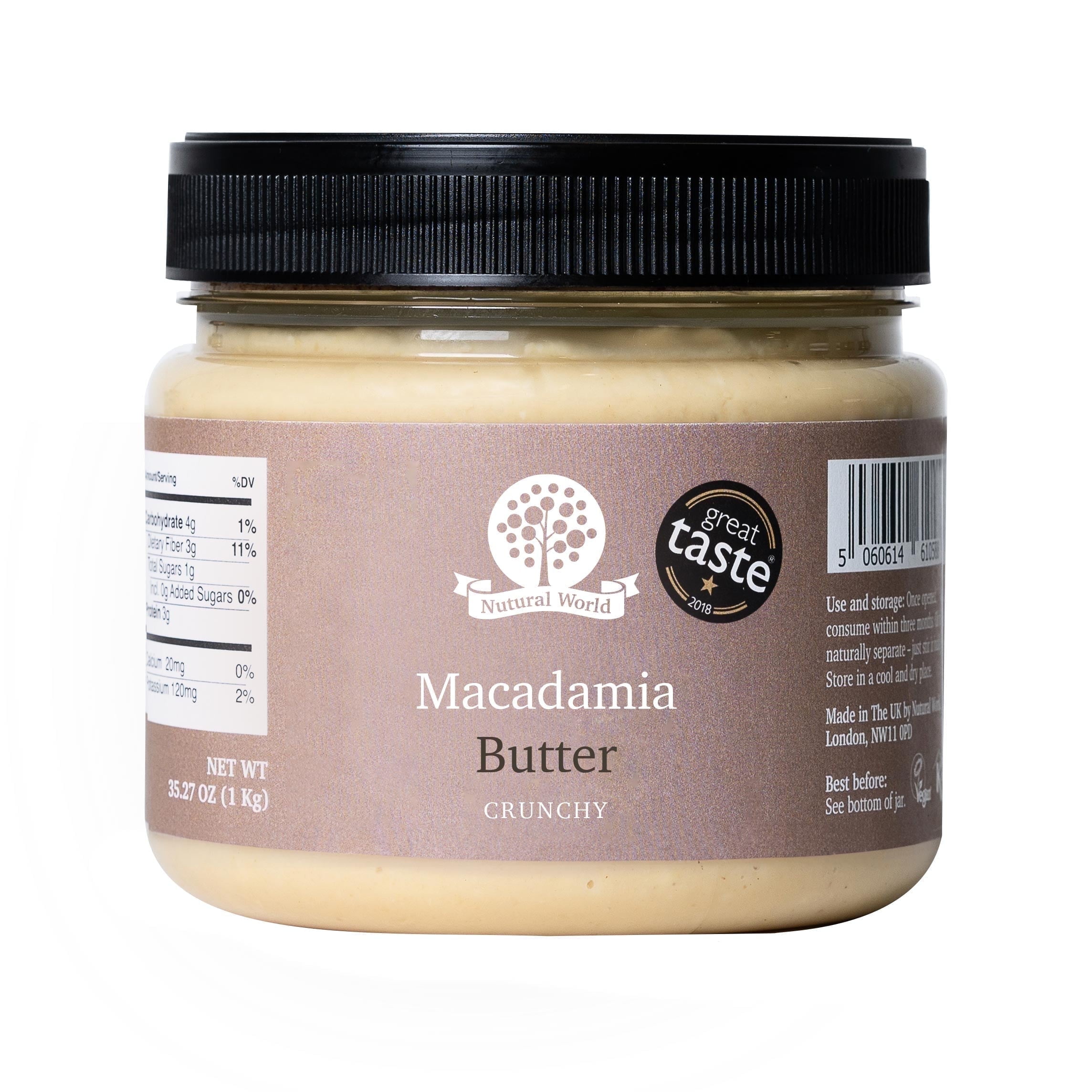 Nutural World - Crunchy Macadamia Nut Butter 35 oz (1kg) - Pure 100% ...