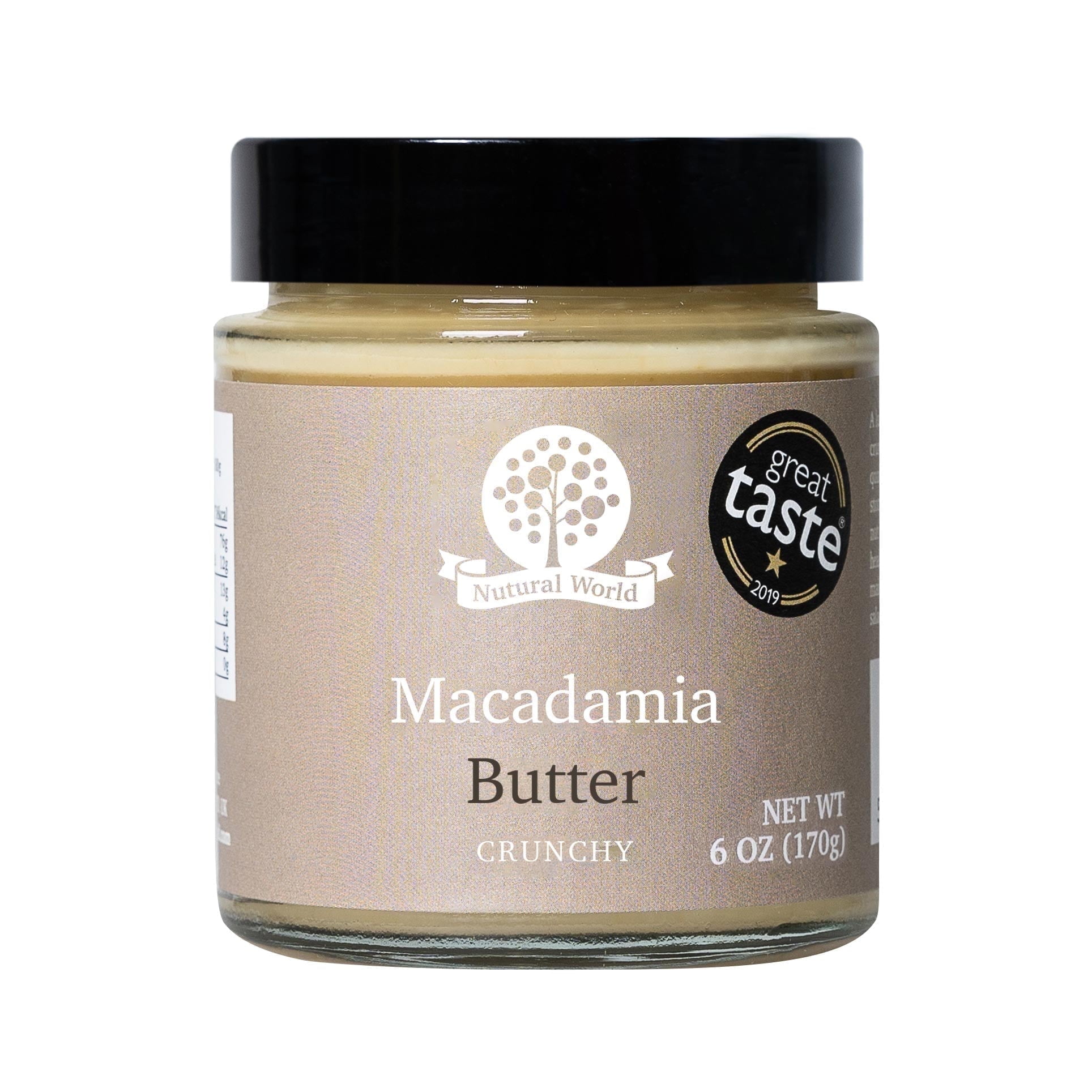 Nutural World Crunchy Macadamia Nut Butter, 6 oz (170g), Great Taste ...