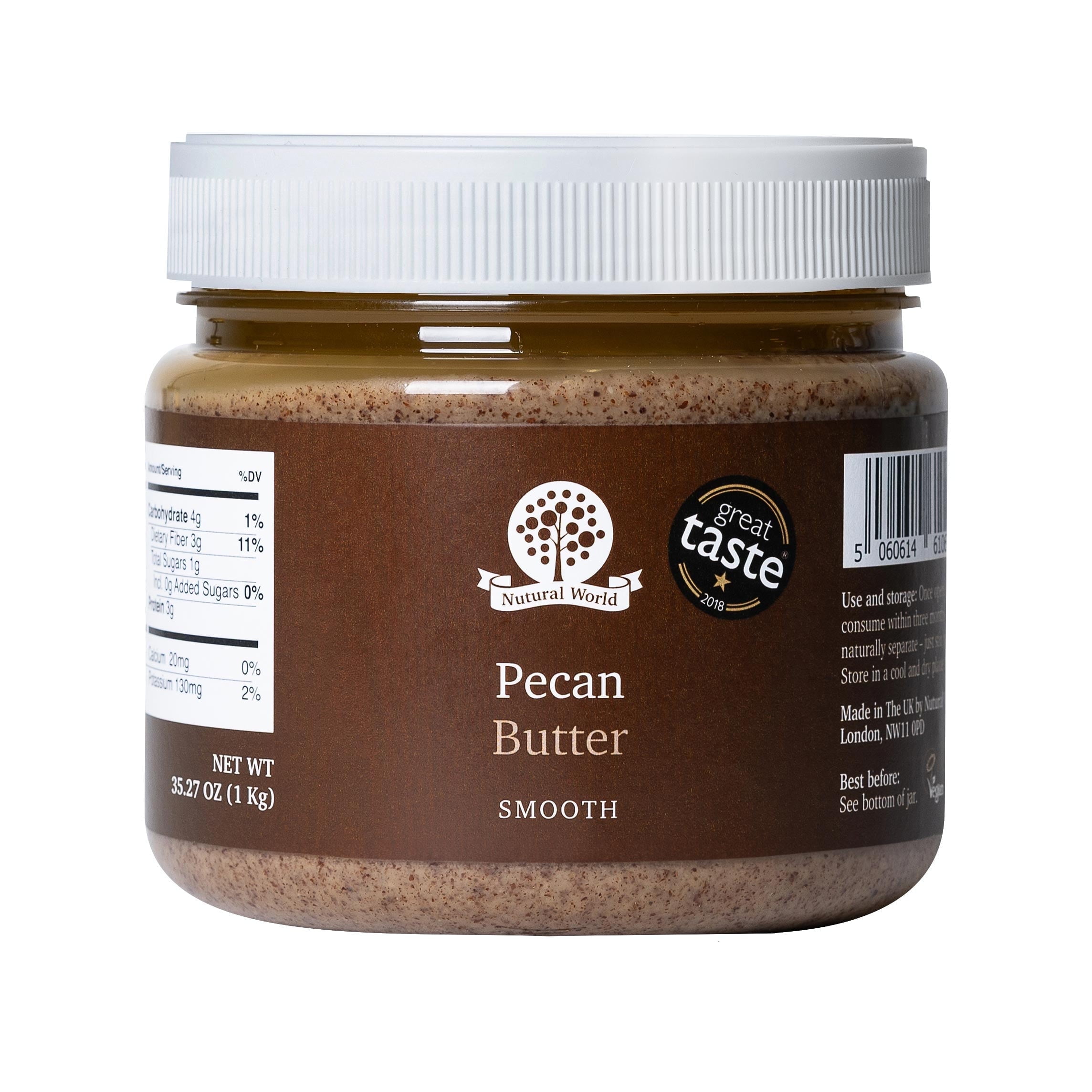 Nutural World - Smooth Pecan Nut Butter 35 oz (1kg) - Great Taste Award ...