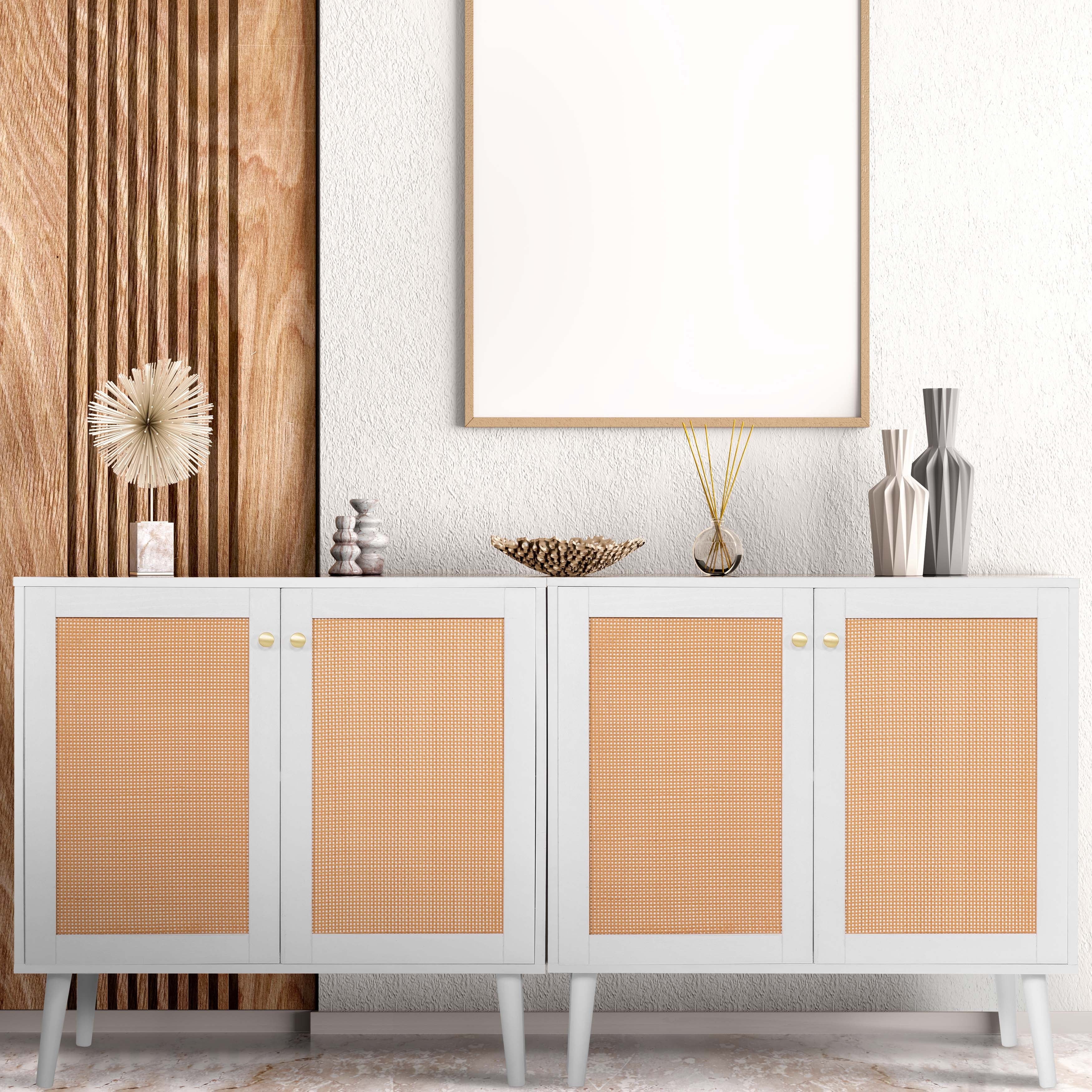 Nuu Garden 2-Piece Accent Storage Cabinet with Rattan Doors, Sideboard ...