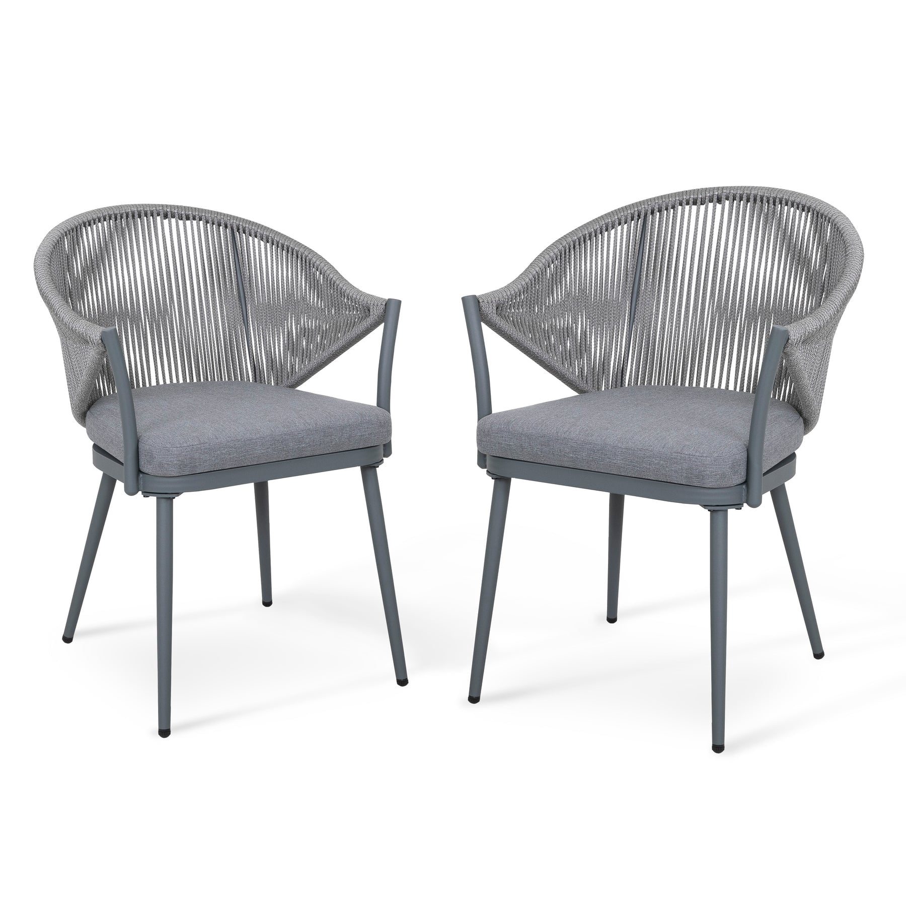 Nuu Garden 2 Piece Outdoor Aluminum Chair Set, Woven Rope Conversation ...