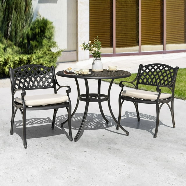 Nuu Garden 3-Piece Cast Aluminum Garden Patio Bistro Set,Patio Bistro ...