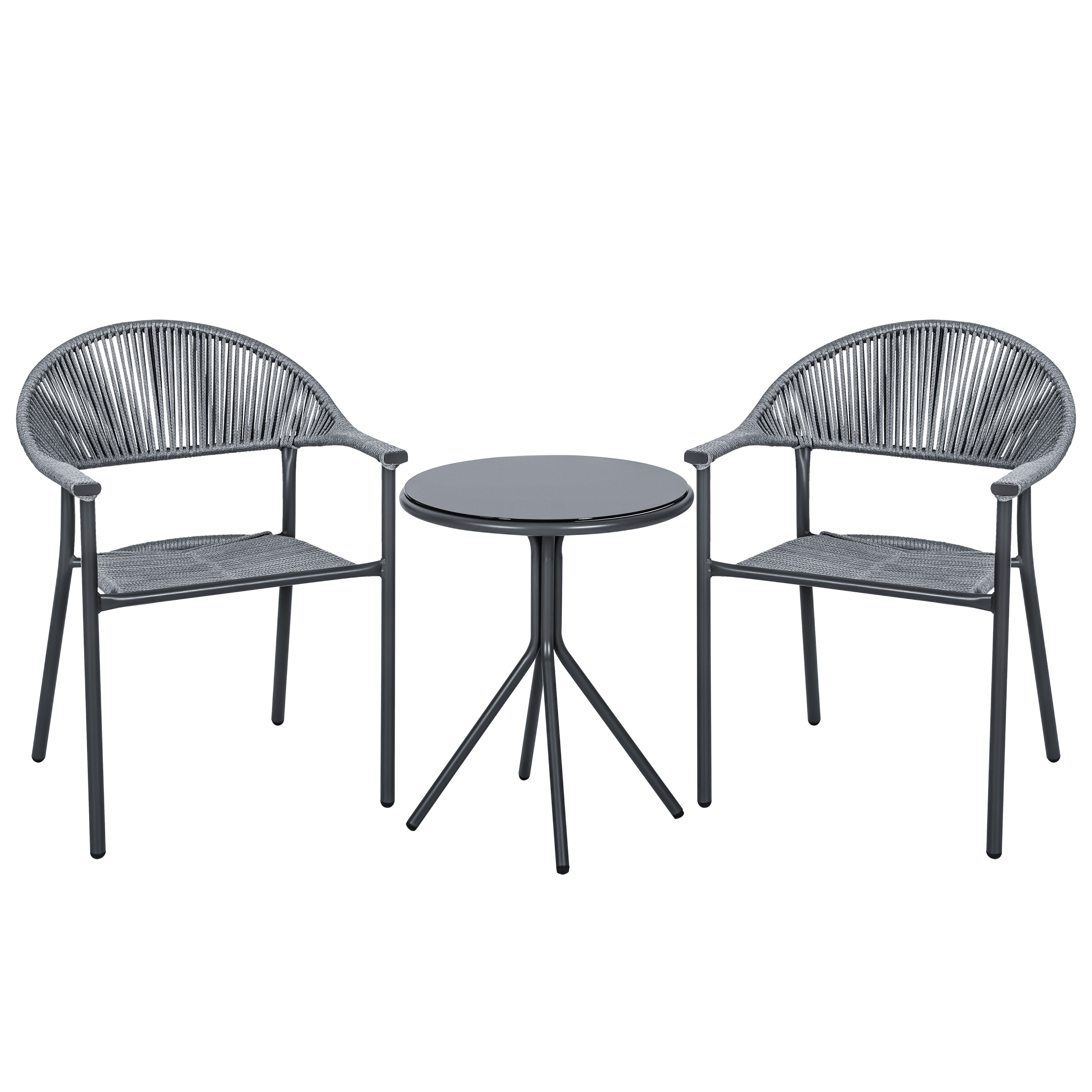 Nuu Garden 3-Piece Wicker Bistro Set, 2 Wicker Bistro Single Chairs and ...