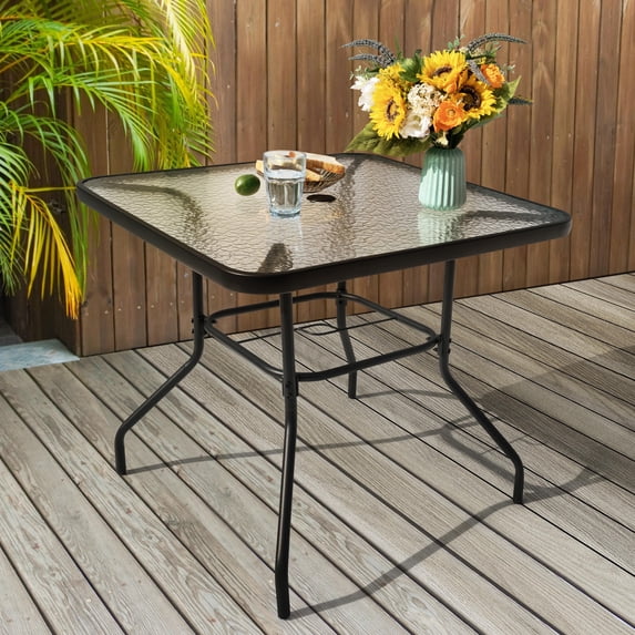 Nuu Garden 31 Inch Patio Dining Table, Patio Table with Umbrella Hole ...