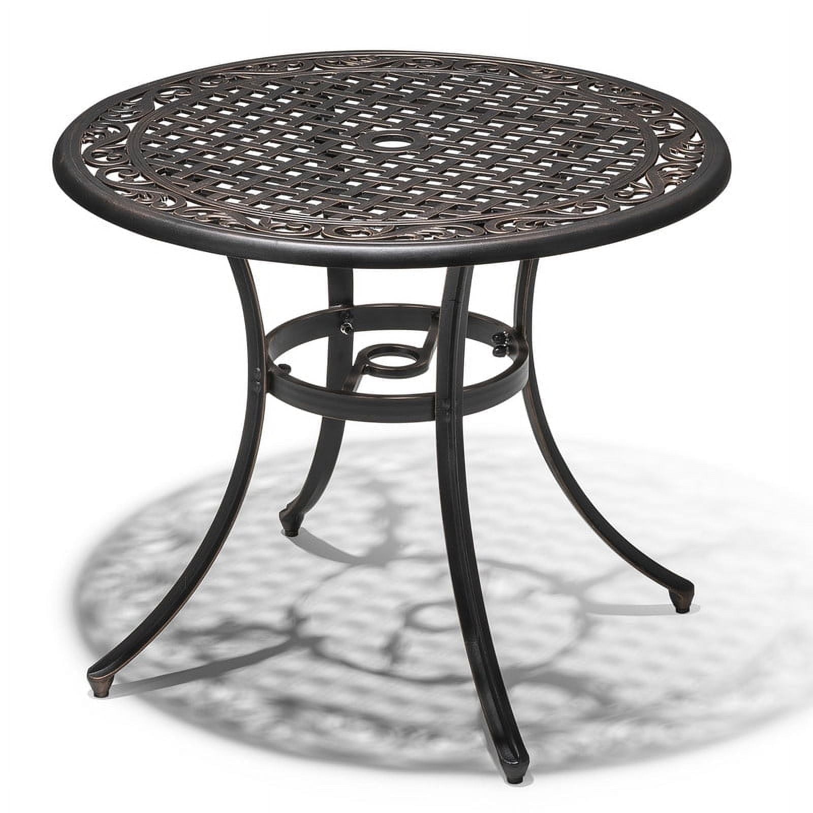 Nuu Garden 36" Cast Aluminum Outdoor Dining Table, Patio Bistro Round ...