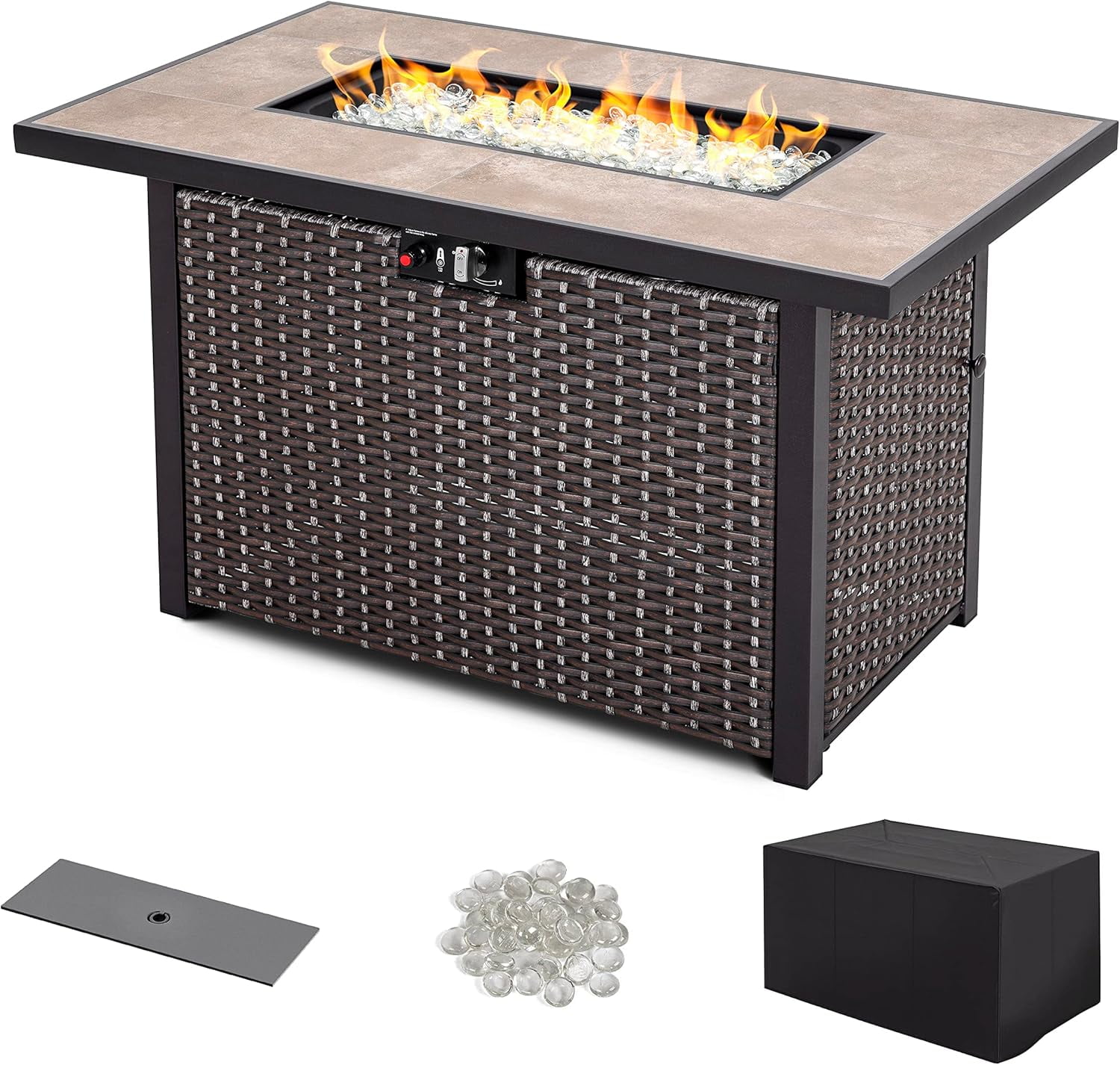 Nuu Garden 43" Propane Fire Pit Table, CSA Certified 50,000 BTU Outdoor ...