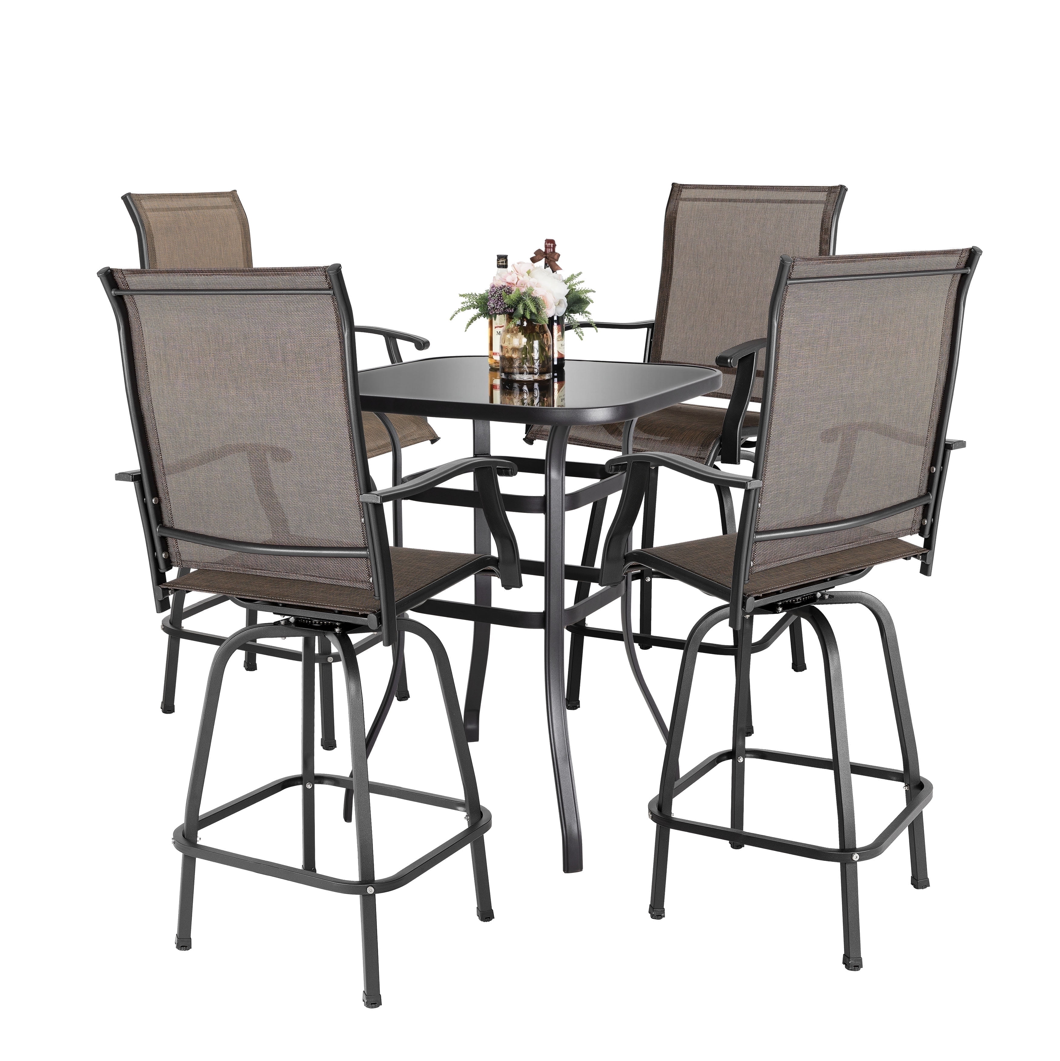 Nuu Garden 5-Piece High Patio Bistro Set, Outdoor Dining, Tempered ...