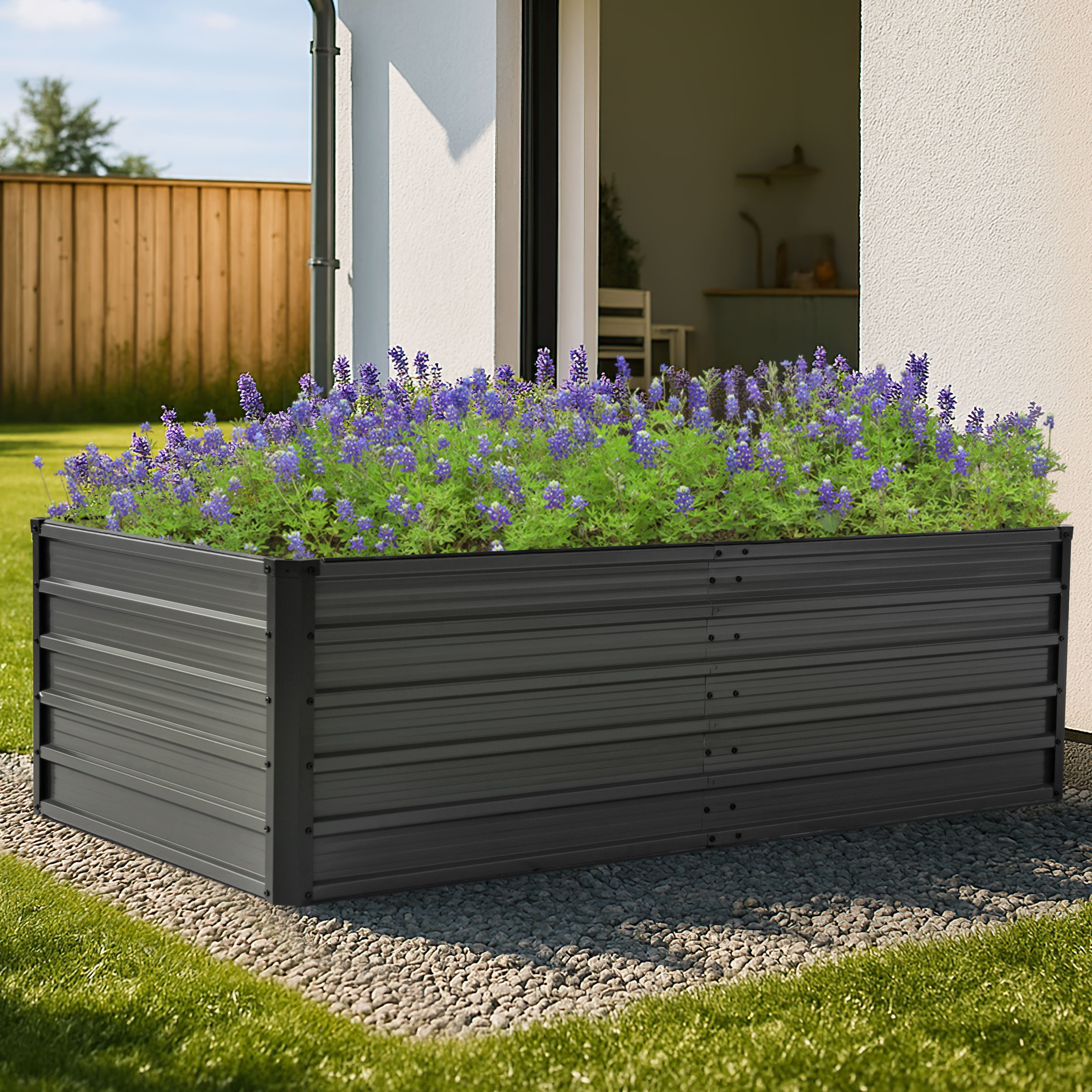 Nuu Garden 6x3x2ft Rectangular Galvanized Raised Garden Bed for ...