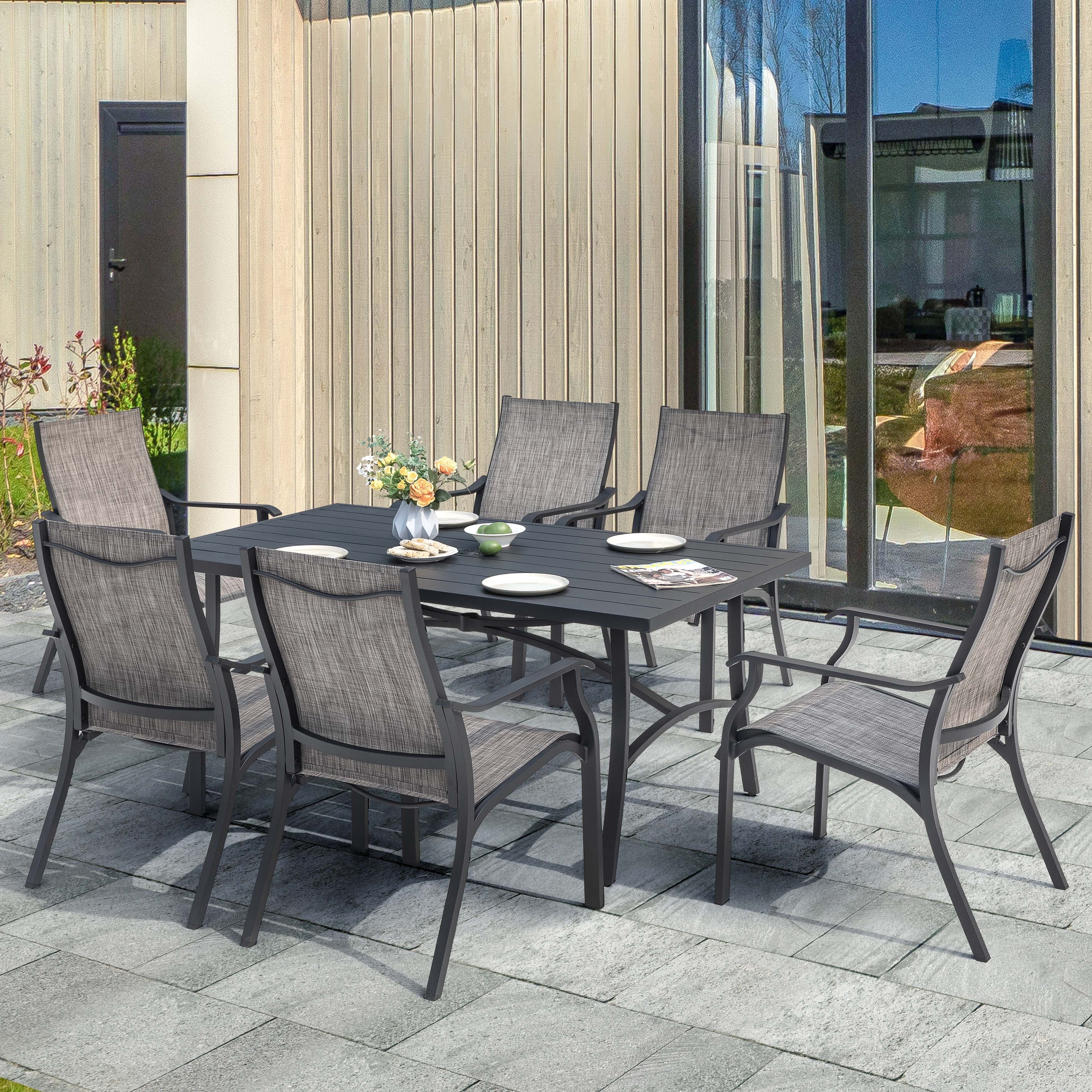 Nuu Garden 7 Piece Patio Dining Set, Rust-Resistant Aluminum Outdoor ...