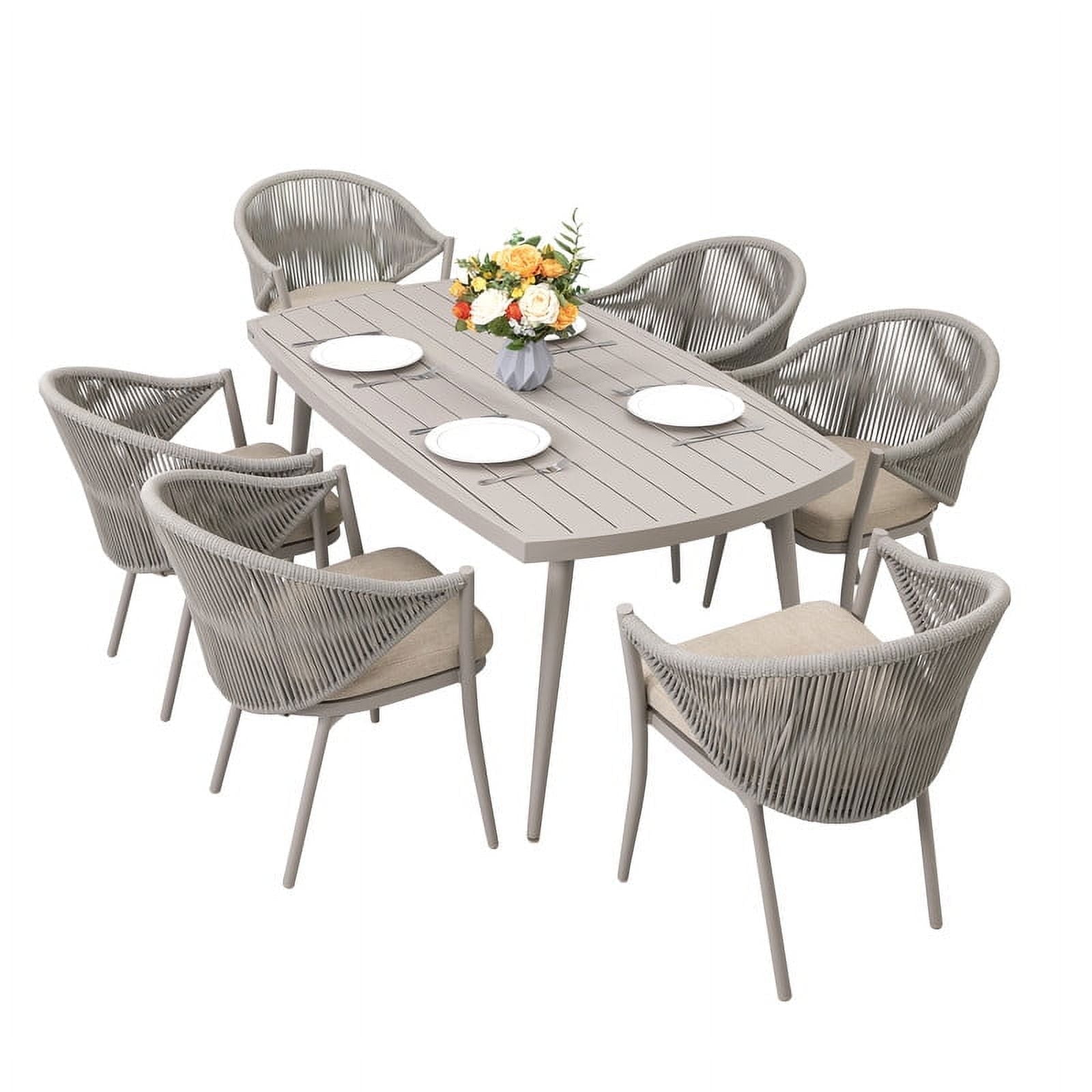 Nuu Garden 7 Pieces Outdoor Patio Dining Sets, Cast Aluminum Rectangle ...