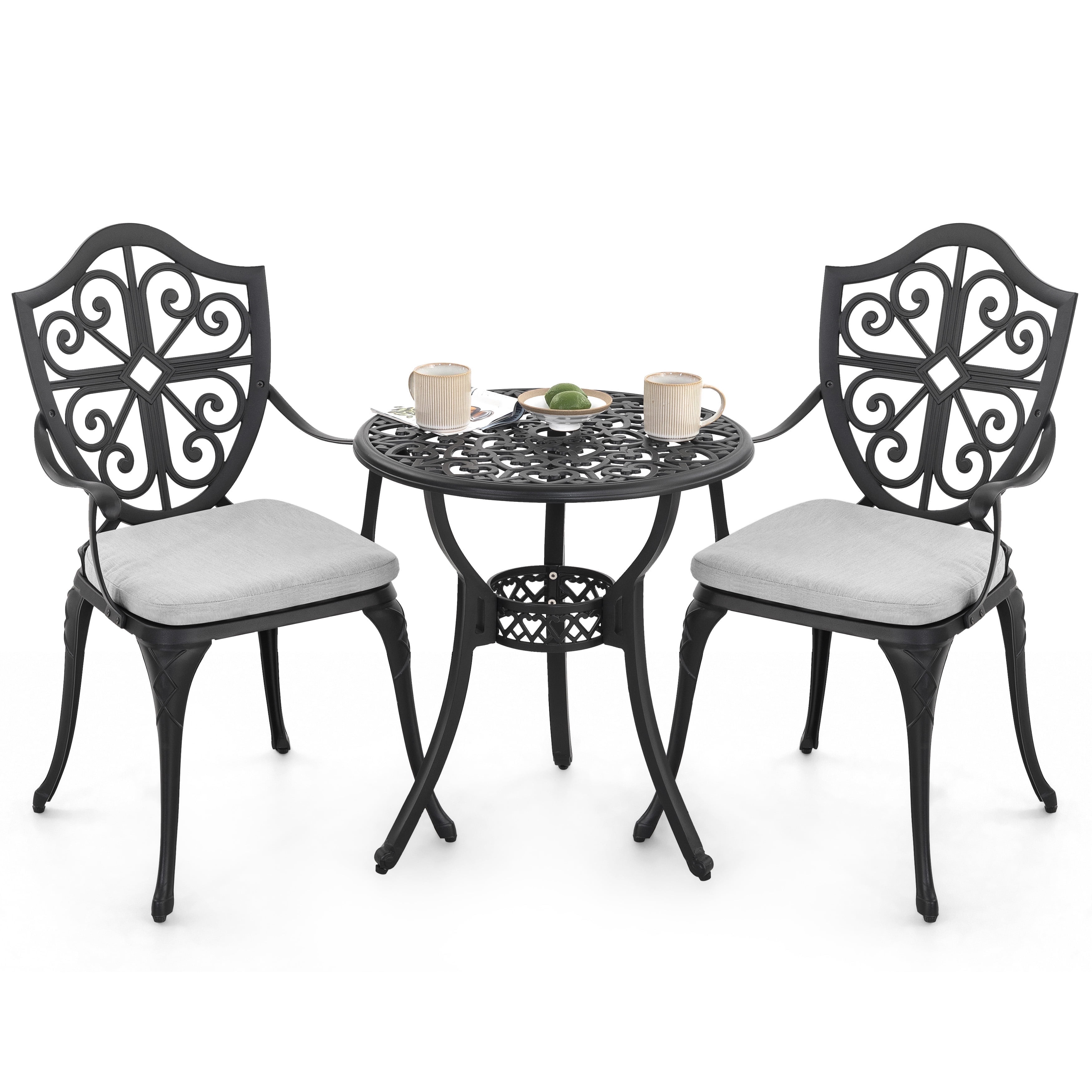 Nuu Garden Bistro Set 3 Piece Outdoor, Cast Aluminum Patio Bistro Sets ...