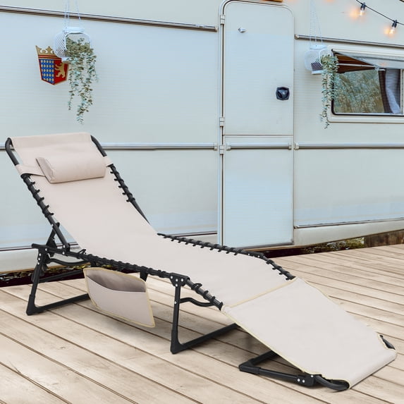 Nuu Garden Folding Oxford Chaise Lounge Chair, Lay Flat Adjustable 5 ...