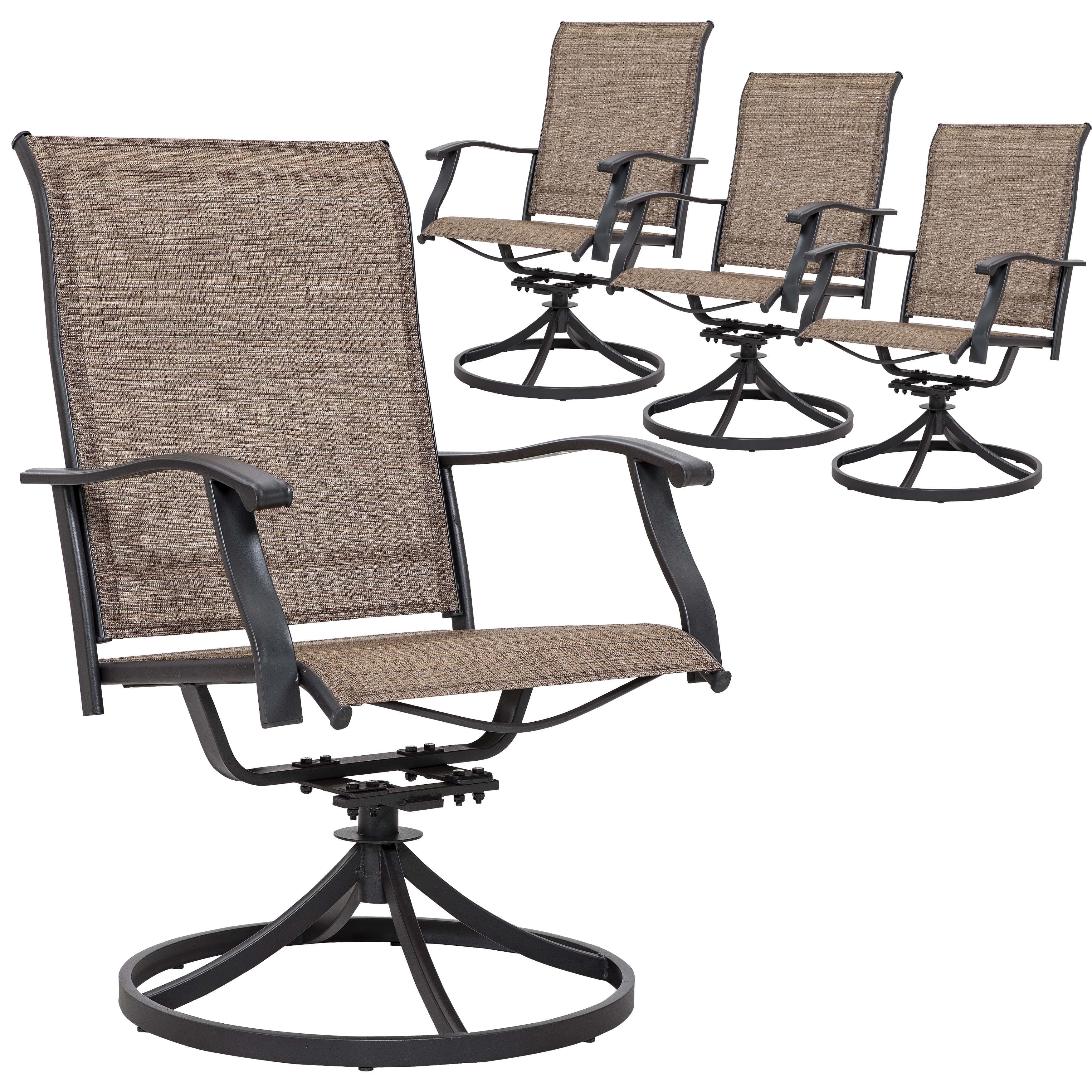 Nuu Garden 4-Piece Outdoor Patio Swivel Dining Chairs, All-Weather ...