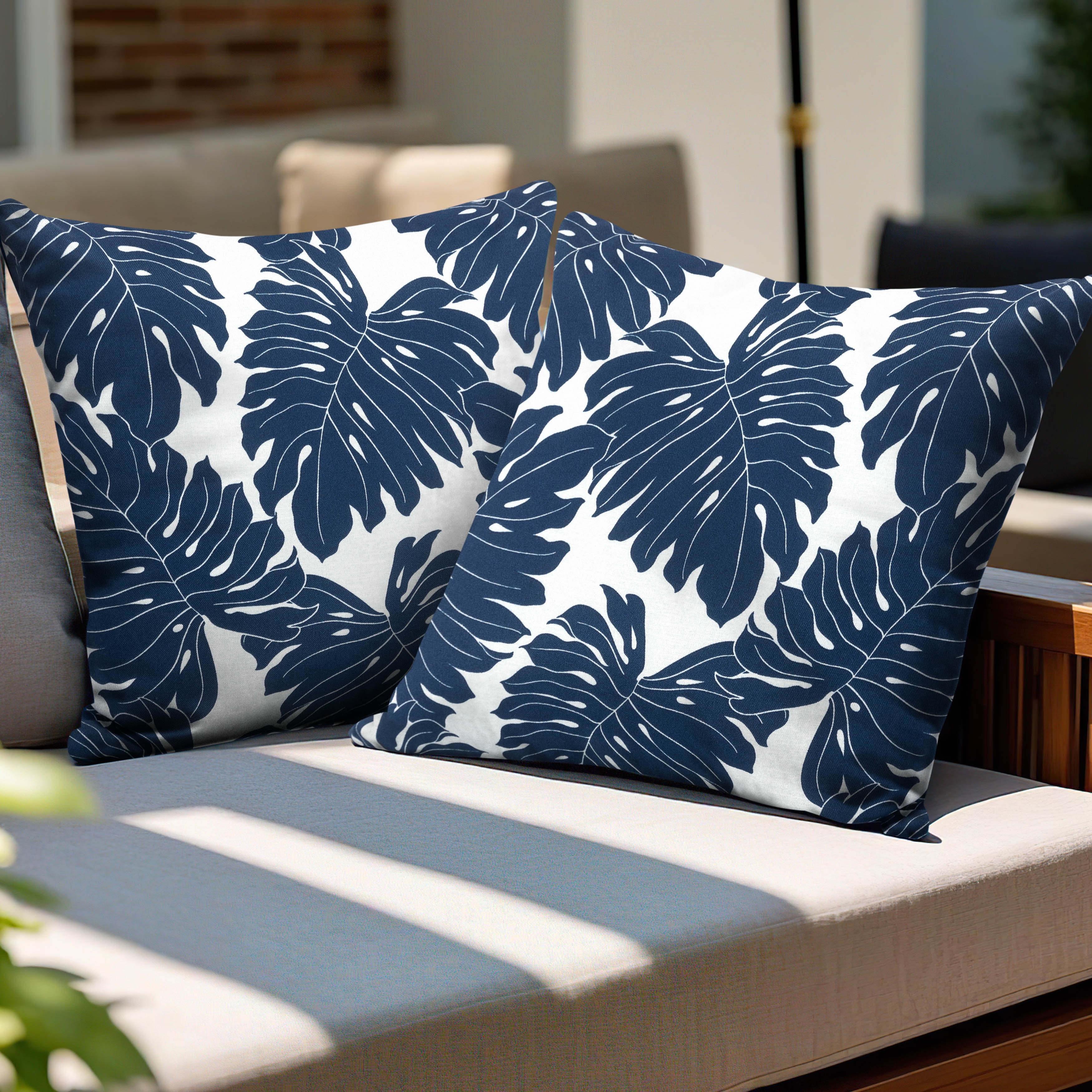 Nuu Garden Outdoor Patio Throw Pillows 17.3'' x 17.3'' x 6.5'' Set of 2 ...