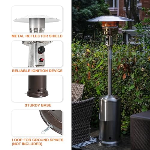 Nuu Garden Outdoor Propane Patio Heater, 46,000 BTU Gas Outdoor Heater ...