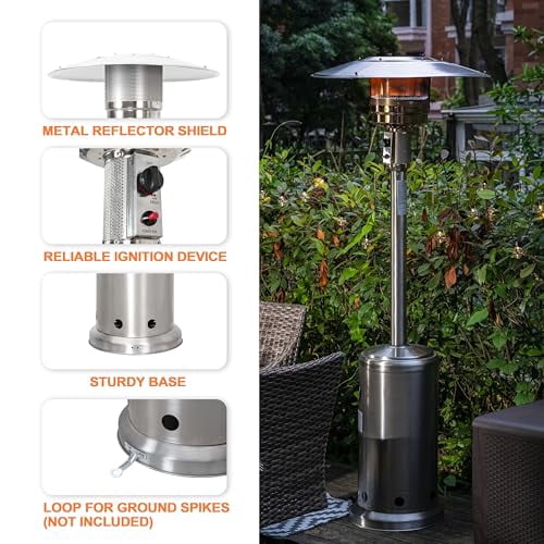 Nuu Garden Outdoor Propane Patio Heater, 46,000 BTU Gas Outdoor Heater ...