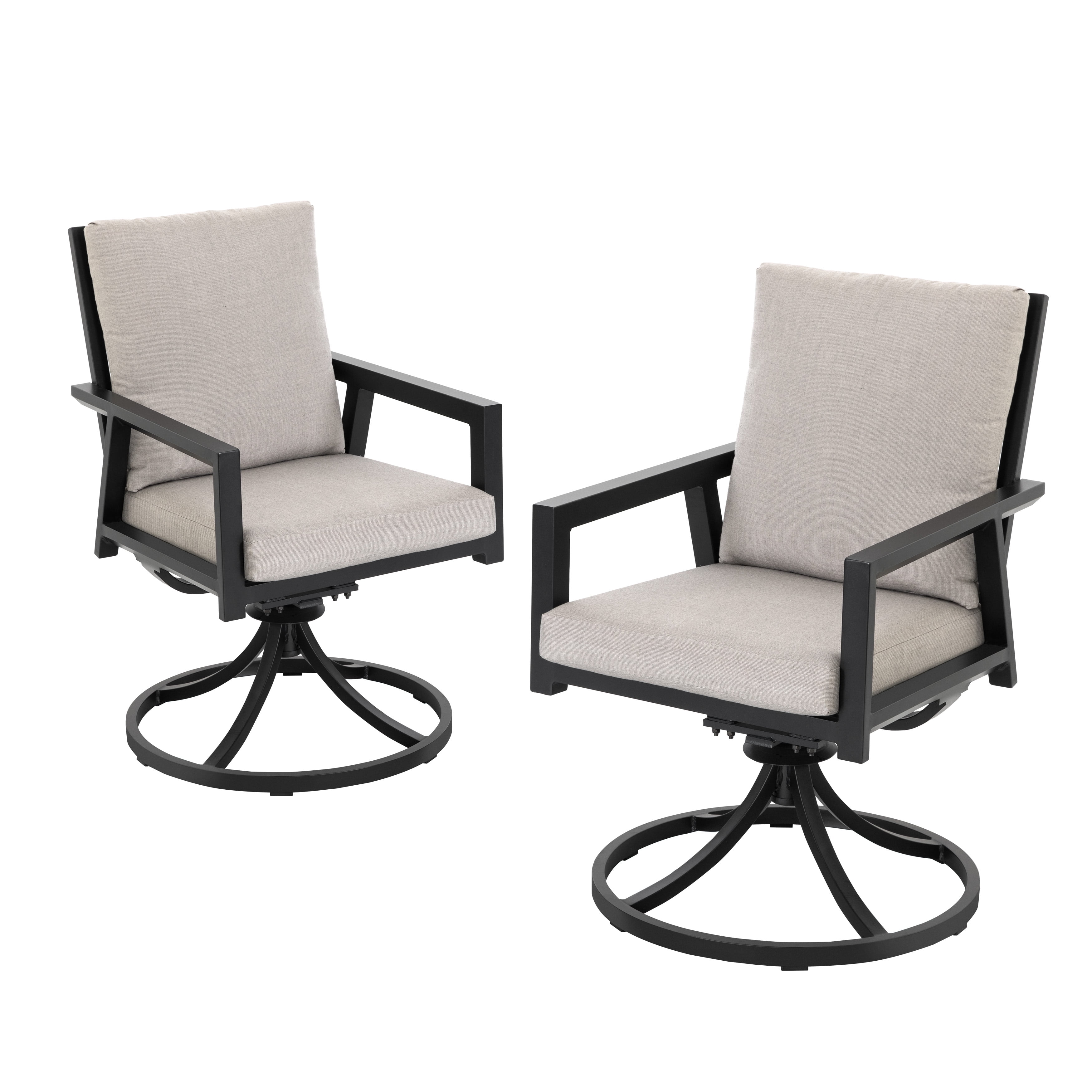 Nuu Garden Outdoor Swivel Chairs Set of 2, Dining Chairs with Powder ...
