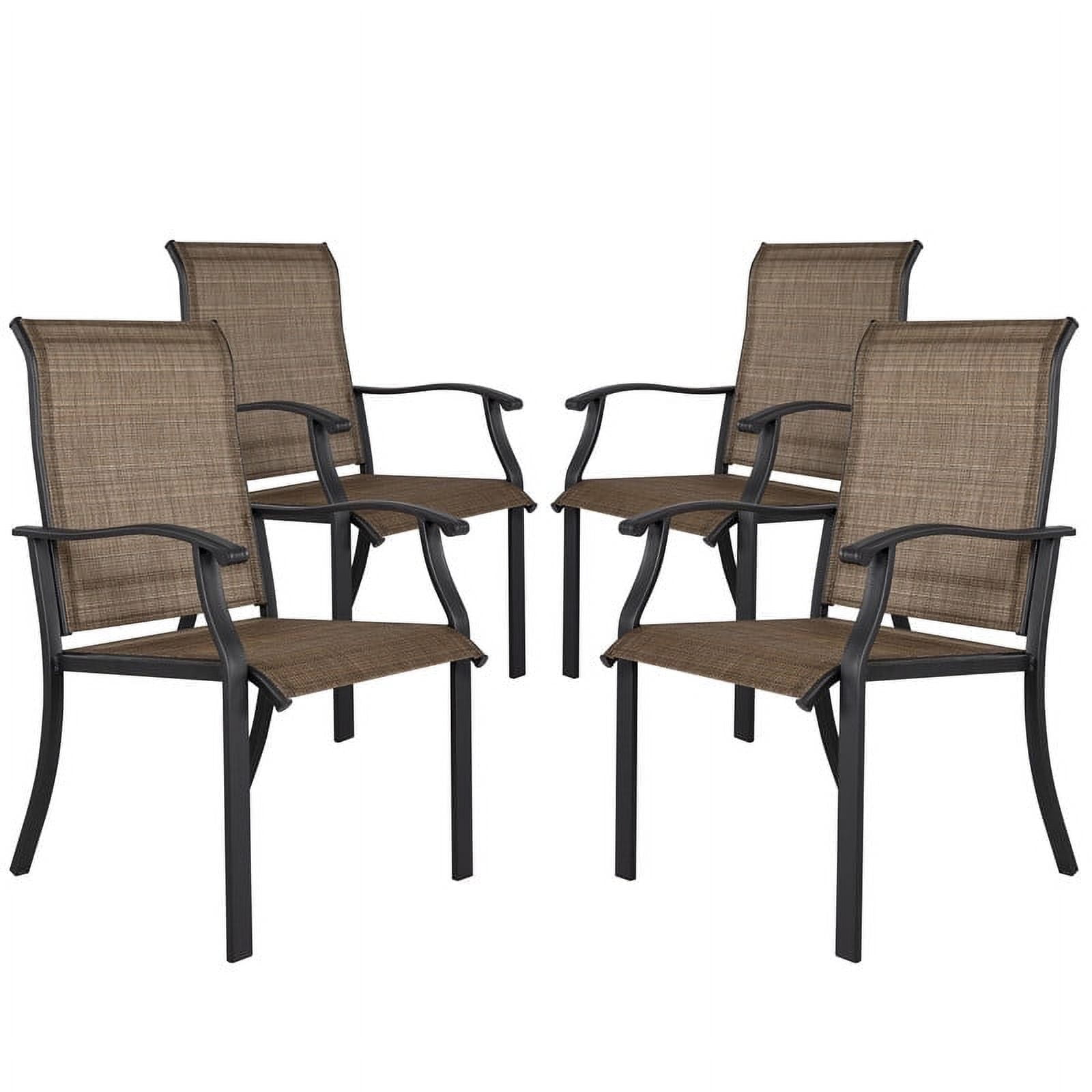 Nuu Garden High Back Outdoor Patio Dining Chairs, 4 Piece Set with Arms ...