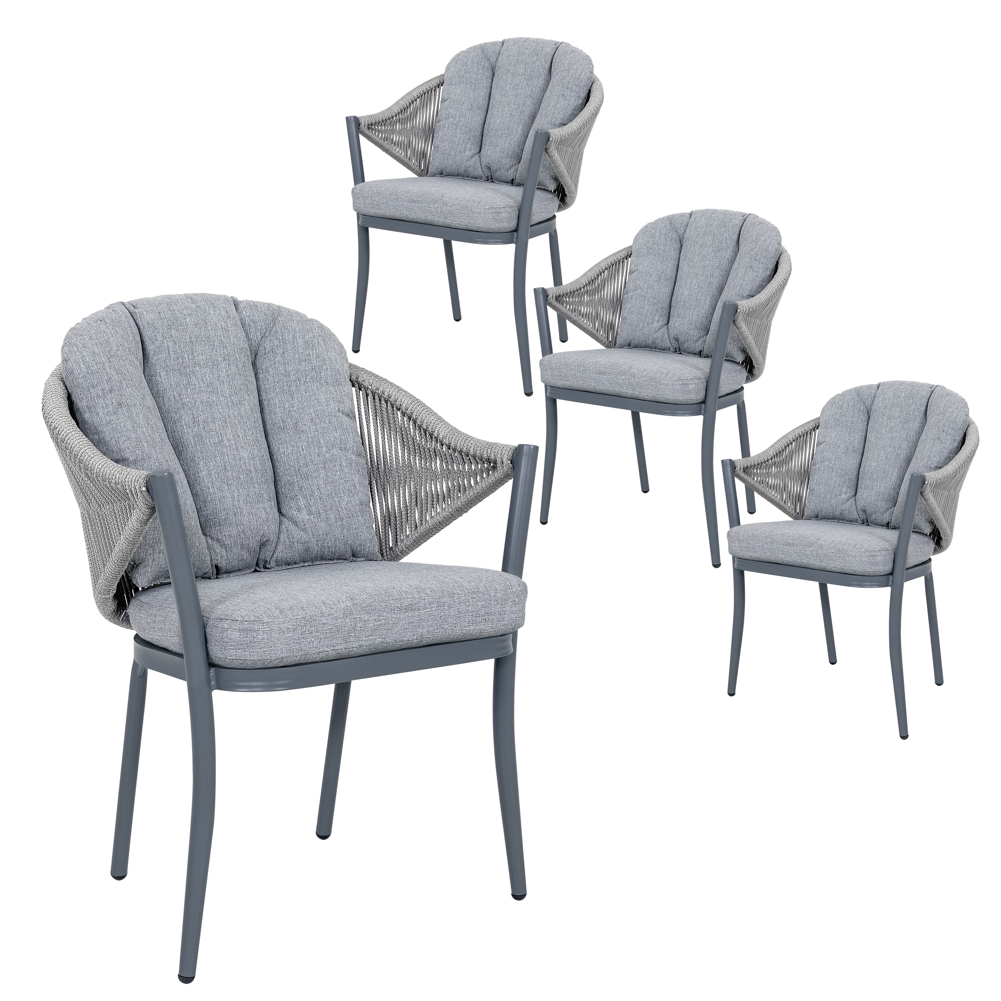 Nuu Garden Patio Dining Chairs Set of 4, Woven Rope Outdoor Dining ...