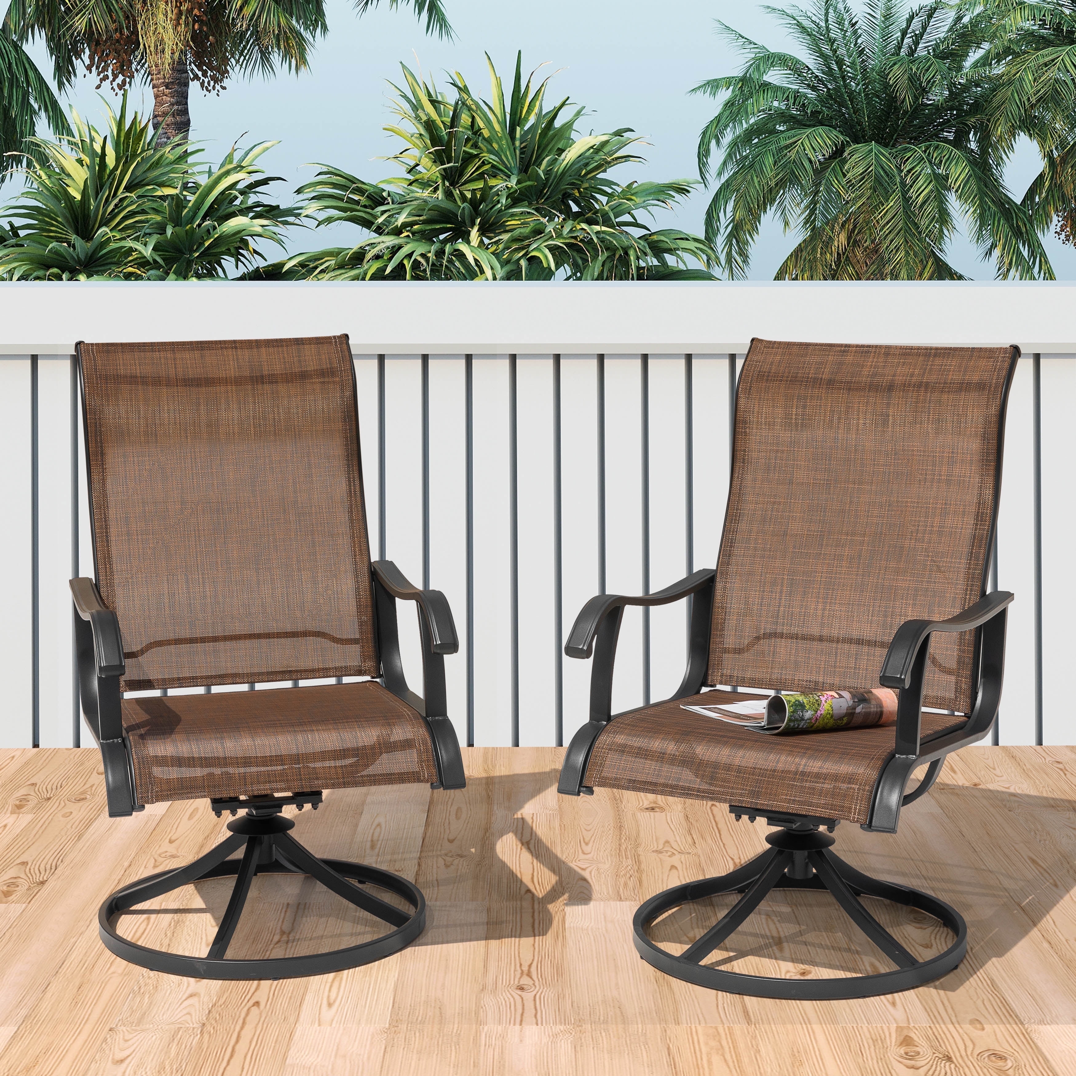 Nuu Garden Patio Dining Chairs, 2pk Swivel All-Weather Chairs - Walmart.com