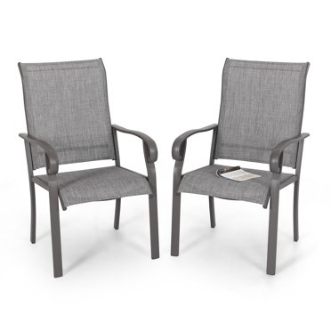 Gymax Set of 2 Patio Chairs Dining Chairs w/ Steel Frame Yard Outdoor ...