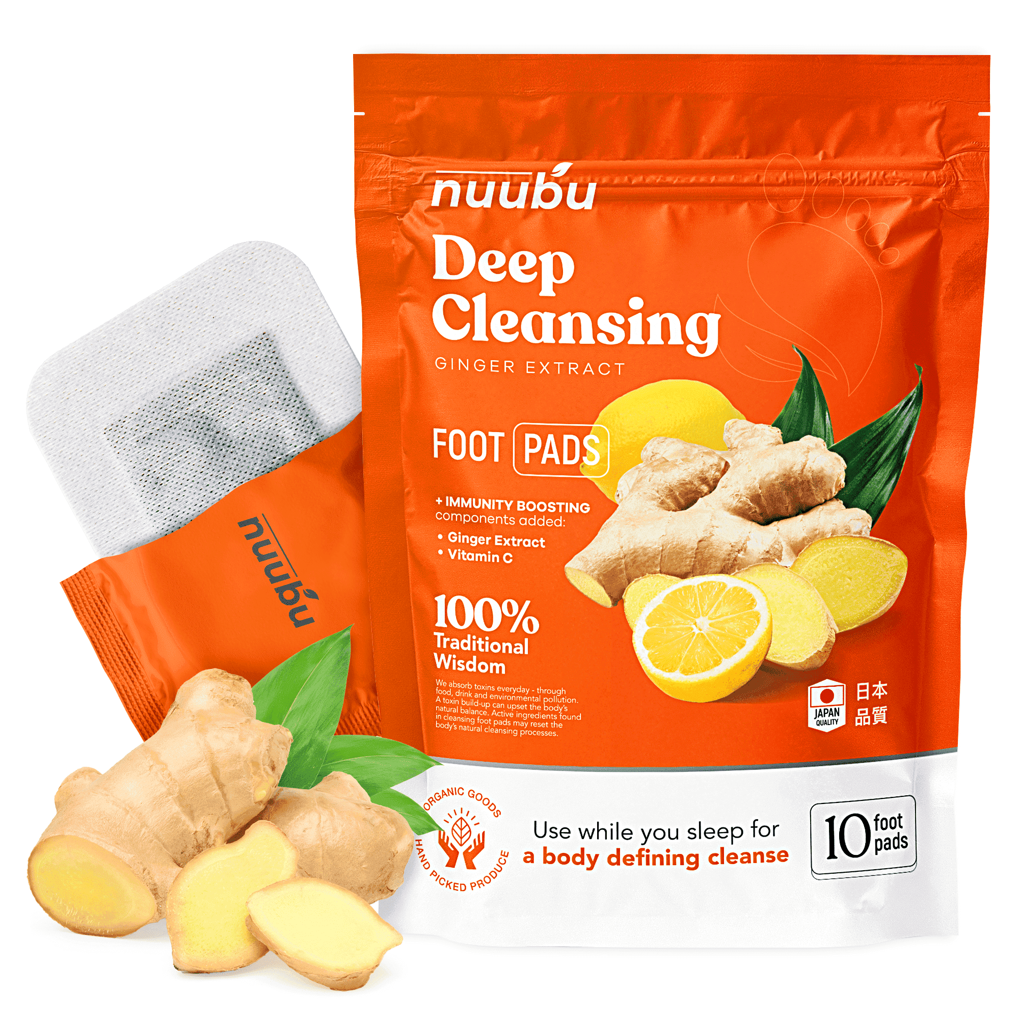 Nuubu Detoxifying Foot Pads, Ginger Cleansing Patches for Toxin Removal ...