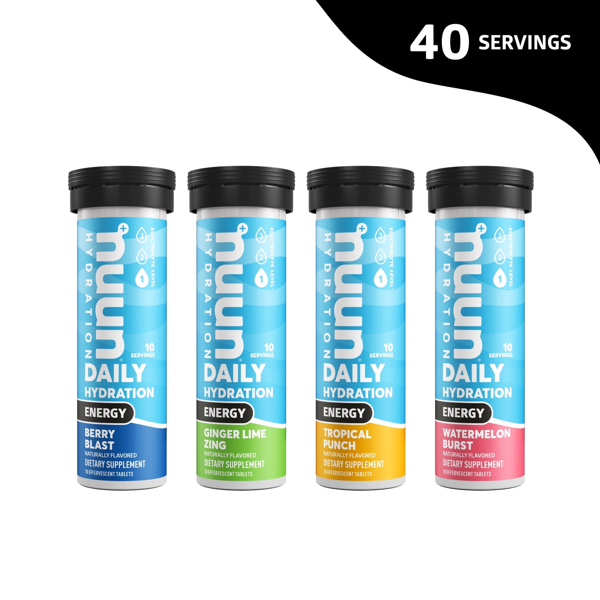 Nuun Electrolyte Drink Tablets 4-Pack with Caffeine, Vitamins, Ginseng ...