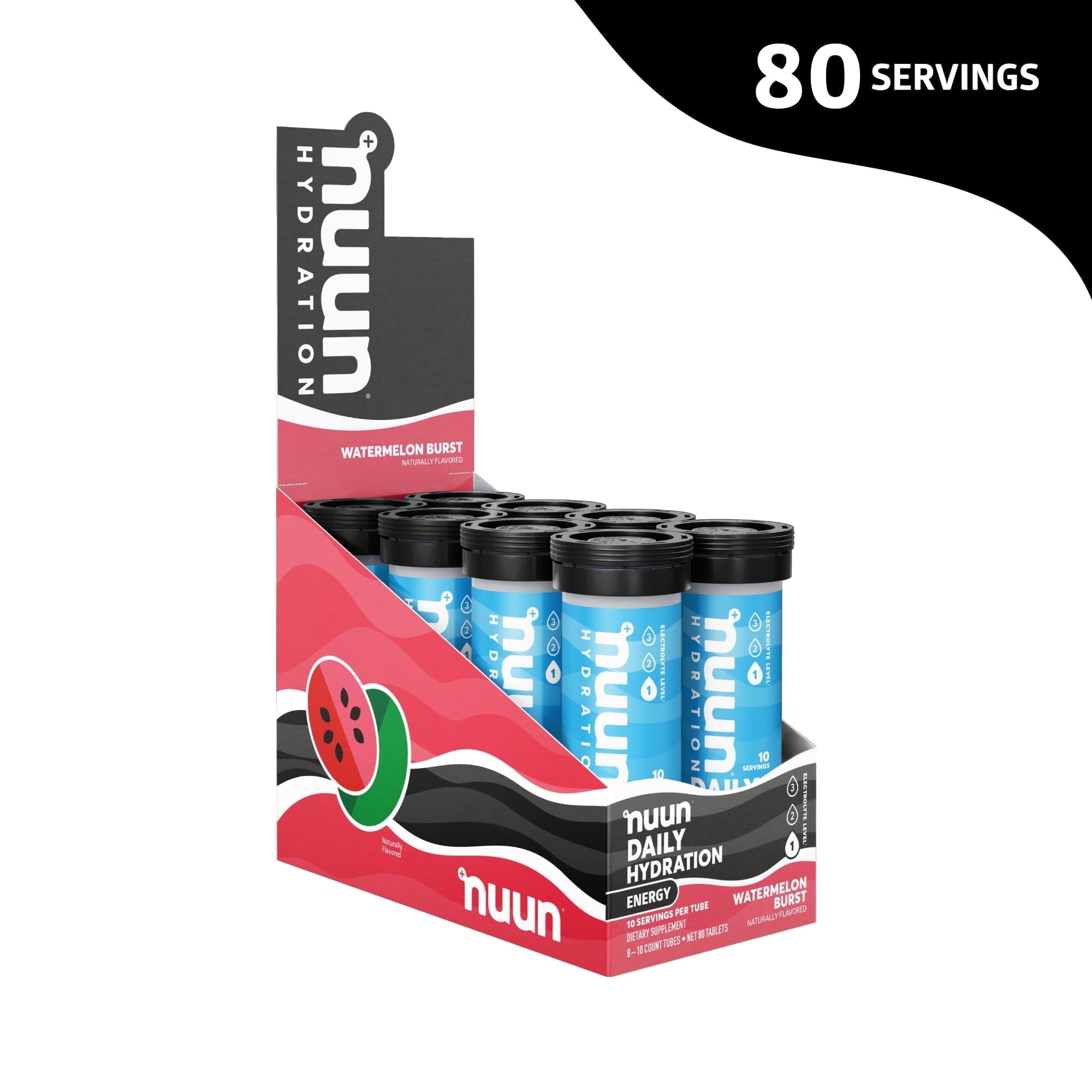 Nuun Hydration Energy Electrolyte Tablets + Caffeine, B Vitamins & Ginseng, Watermelon Burst, 8 ...