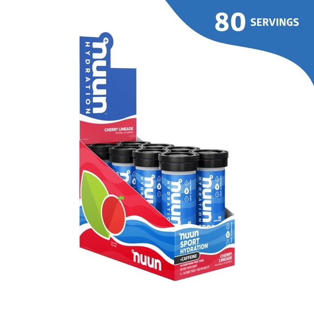 Nuun Sport +Caffeine Drink Supplements, Low Sugar, Cherry Limeade, 8 ...
