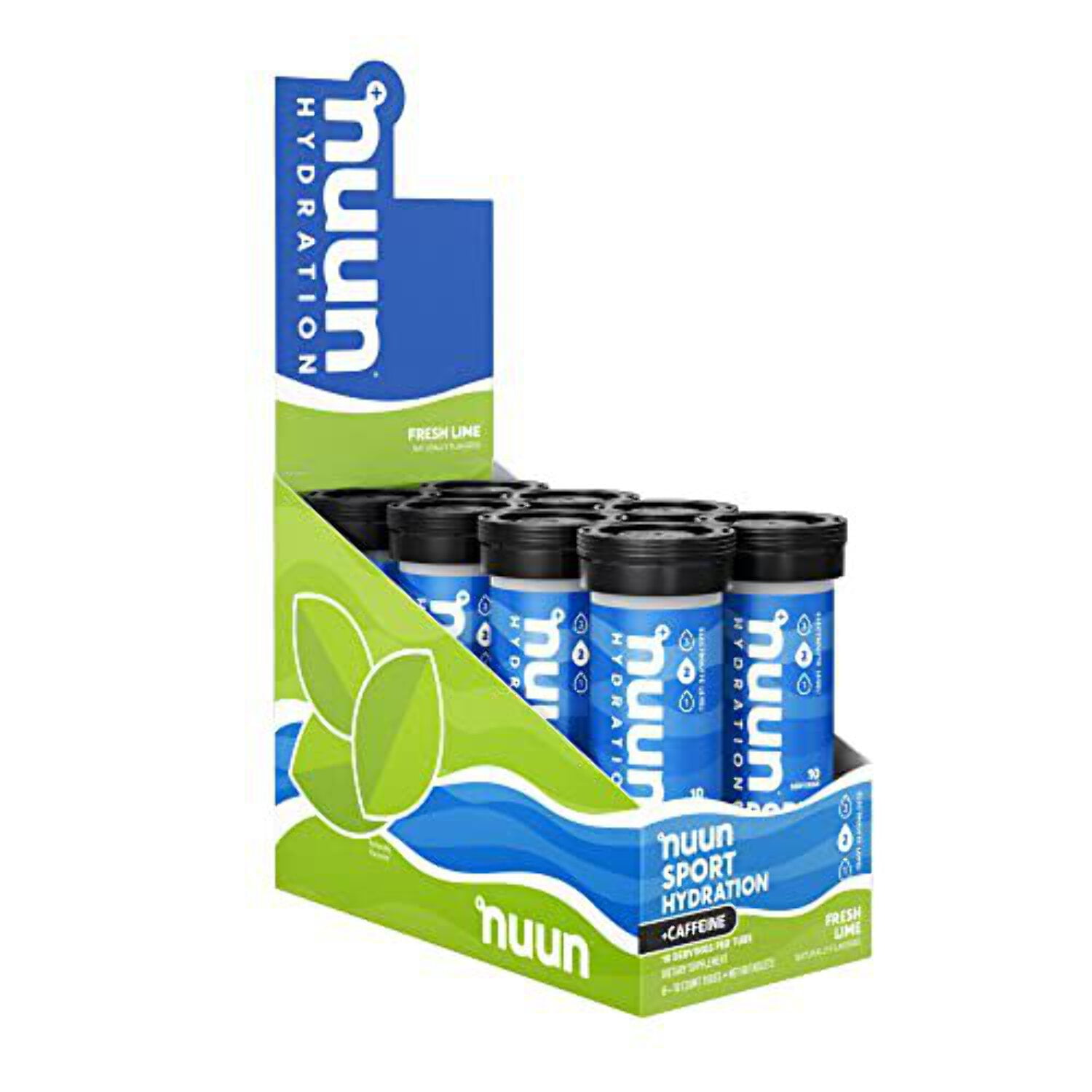 Nuun Sport +Caffeine Electrolyte Tablets for Proactive Hydration, Fresh Lime, 8 - 10 Count Tubes ...