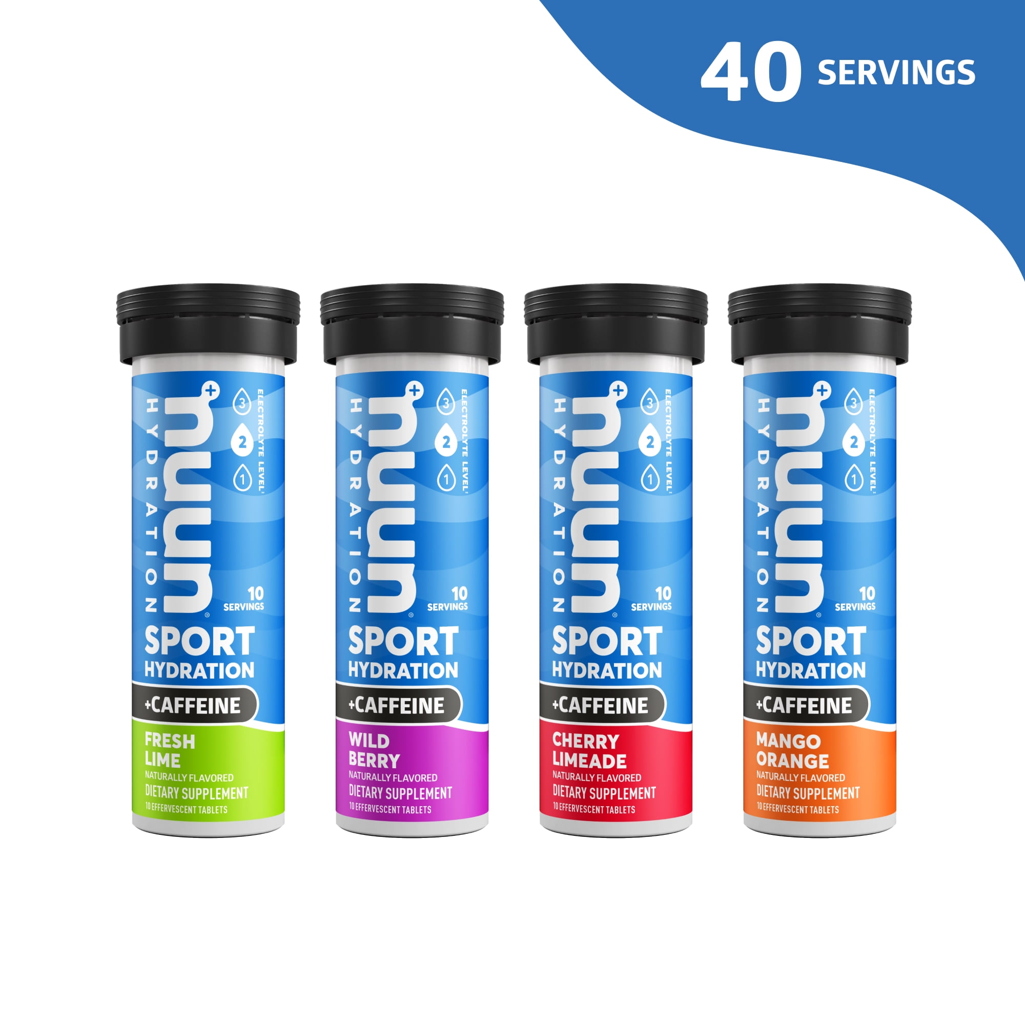 Nuun Sport +Caffeine, Electrolyte Tablets, Mixed Flavor, 4 Tubes - 10 ...