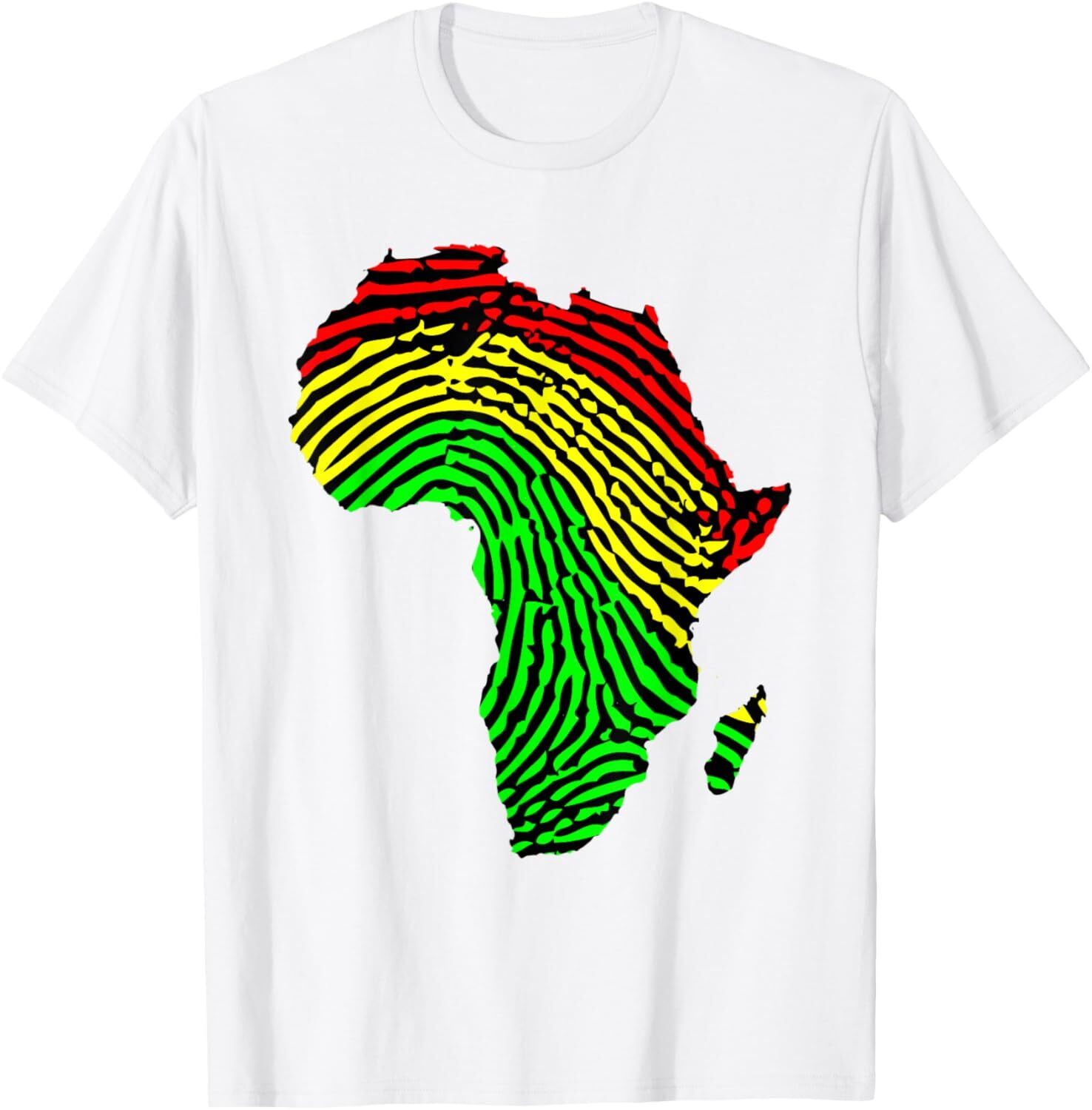 Nuvello Africa DNA Fingerprint Continent Map - African Tricolor T-Shirt ...