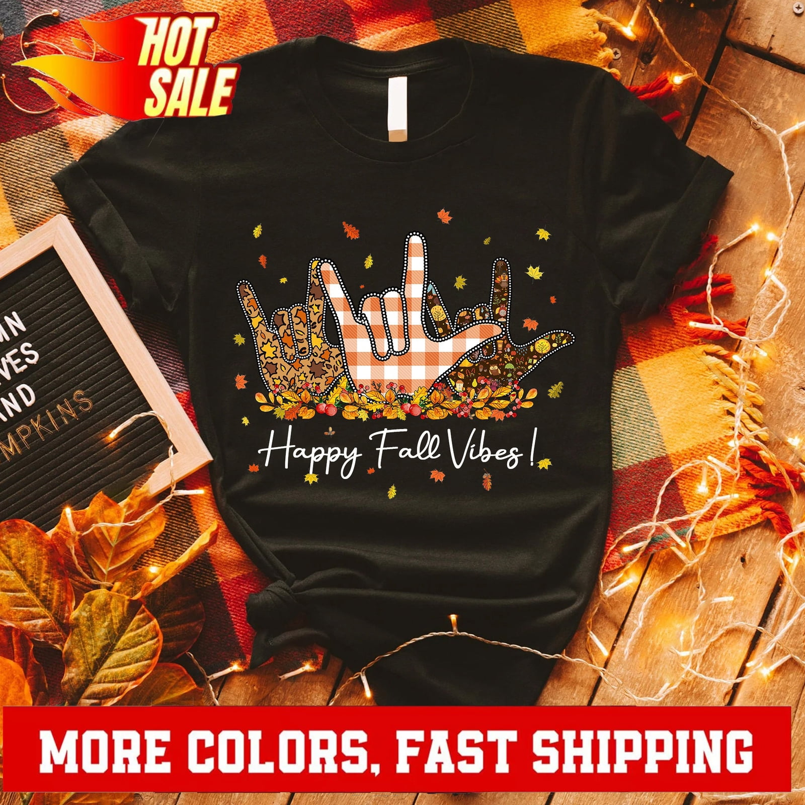 Nuvello American Sign Language Autmn Shirt, Fall Sign Language Shirt ...