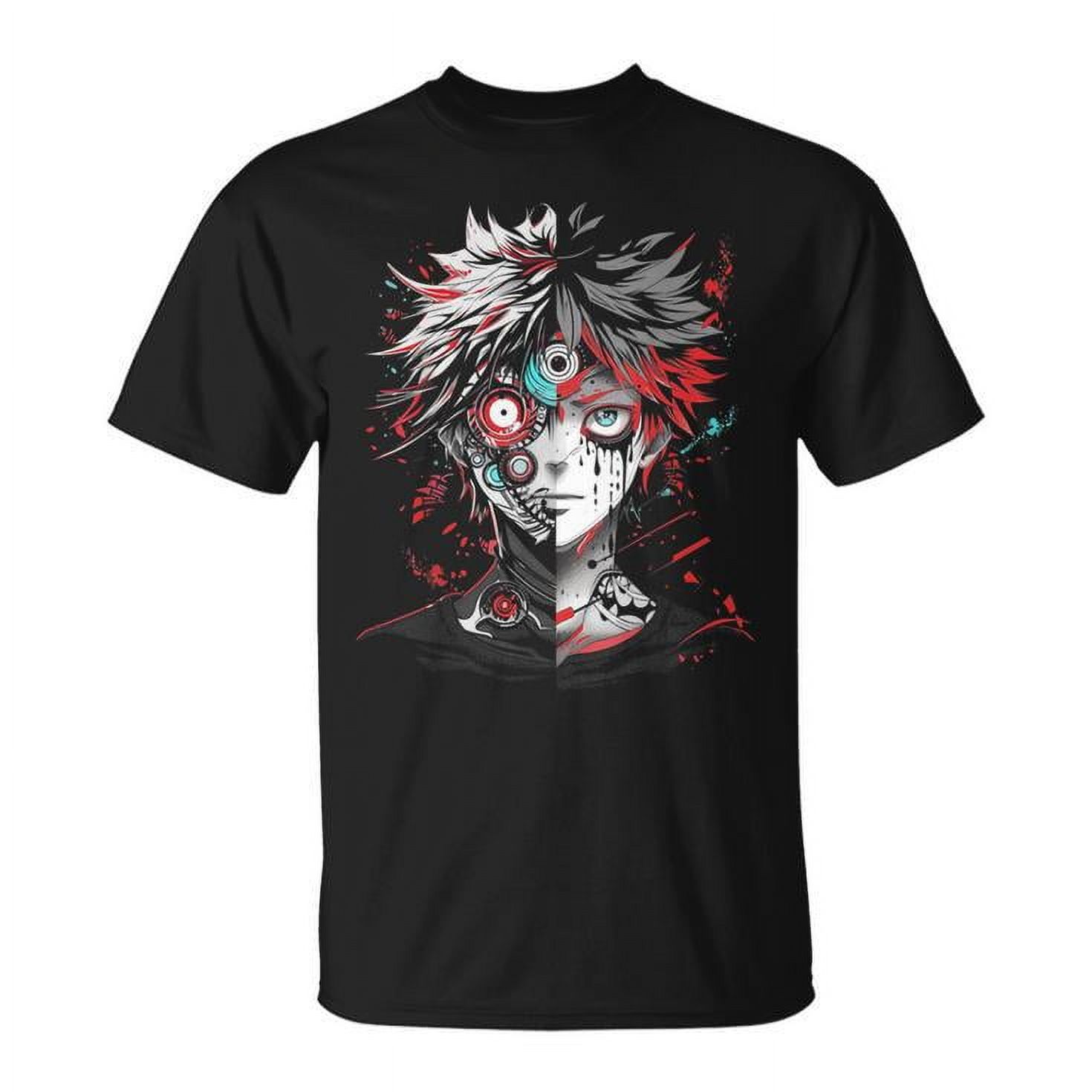 Nuvello Anime Manga Motif Red Eyes Illustration T Shirt - Walmart.com