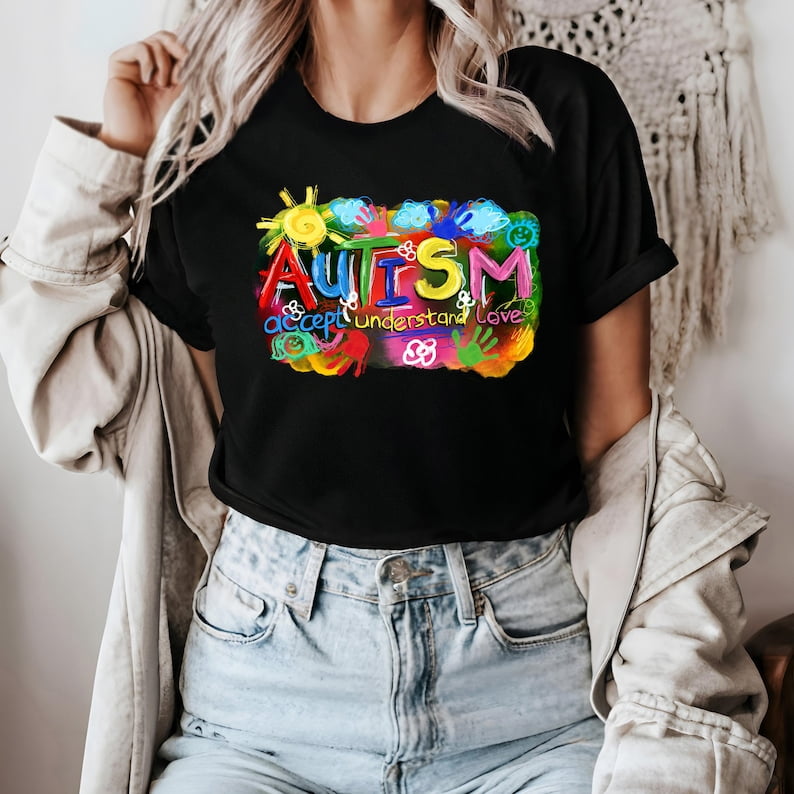 Nuvello Autism Awareness T-Shirt, Accept Understand Love Design ...