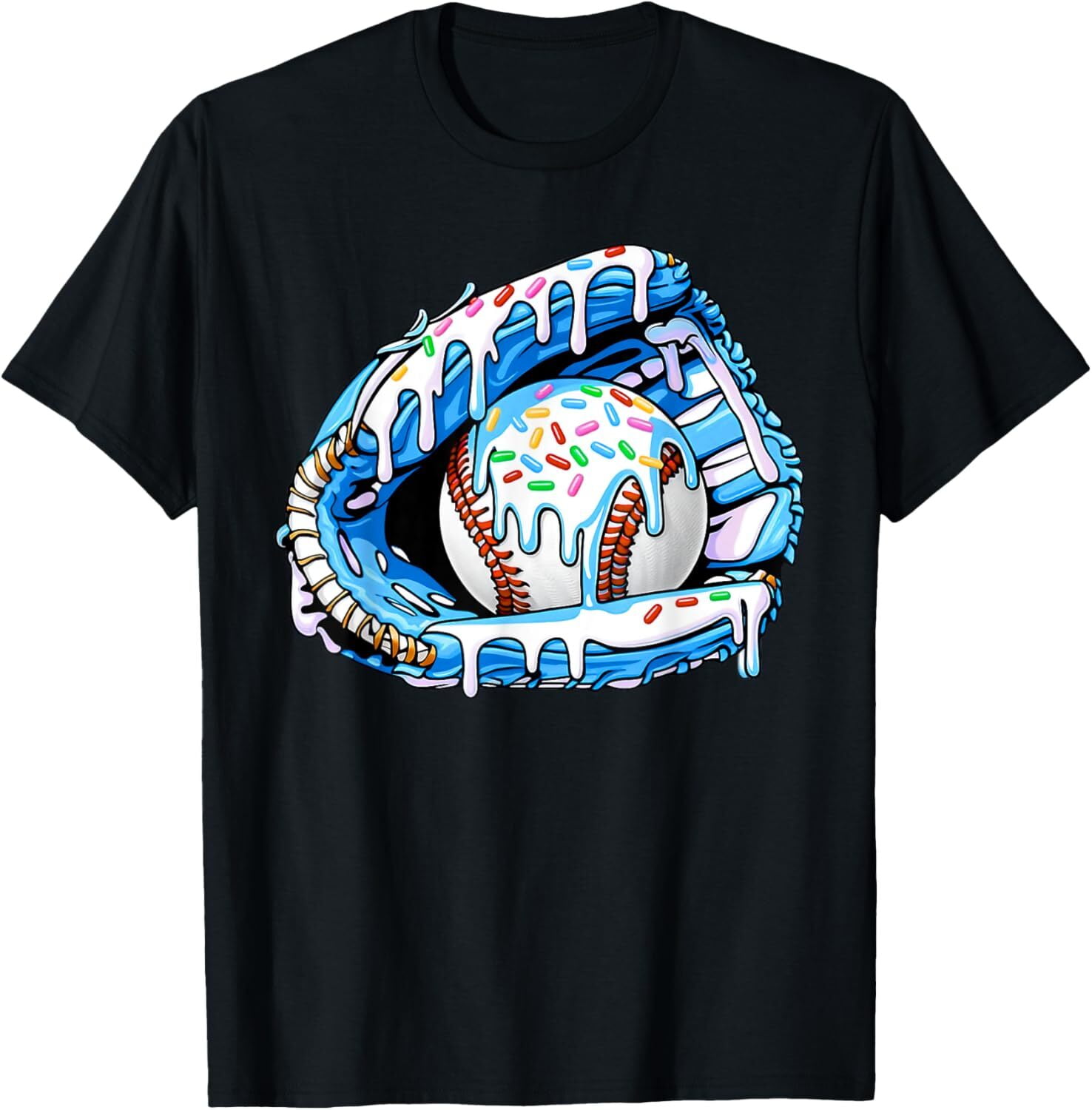 Nuvello Baseball Glove Drip Ice Cream Sprinkles Baseball Boy T-Shirt ...