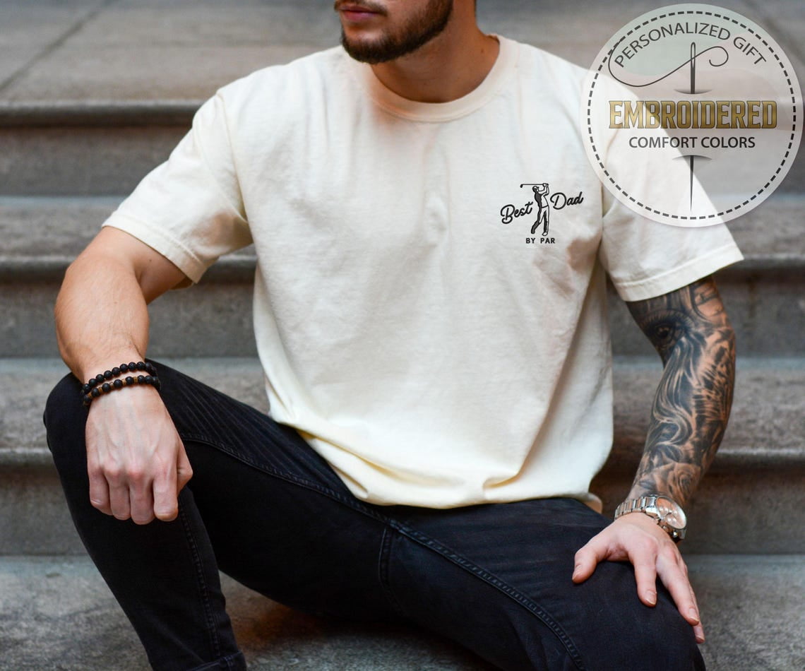 Nuvello Best Dad By Par Golf Tee, Embroidered Pocket Shirt, Dad Tee ...