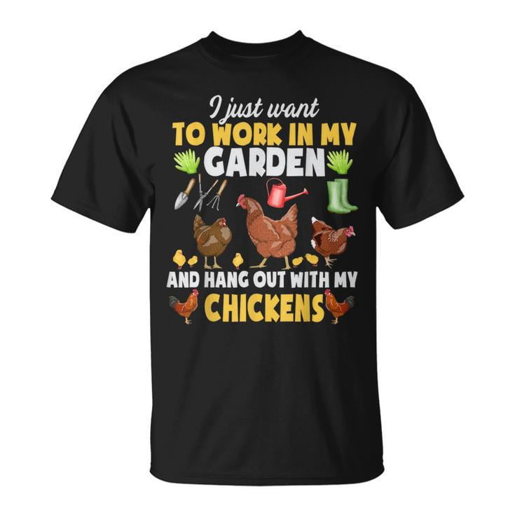 Nuvello Chicken Animal Farm Garden Farmer Men Women Gardening T Shirt ...