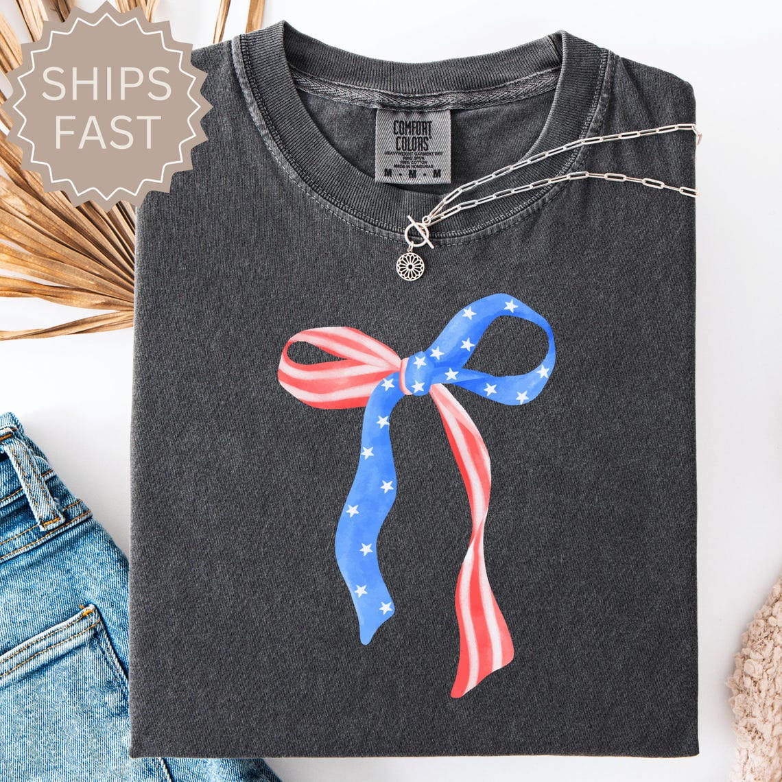 Nuvello , Coquette Bow 4th of July Shirt, Shabby Chic Cottage Core ...