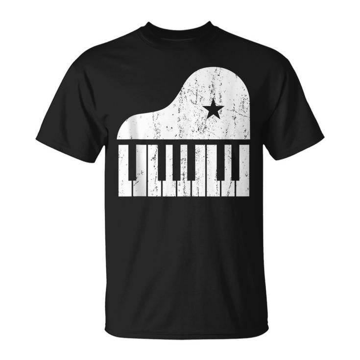 Nuvello Grand Spinet Piano Player Design Simple Grunge Pianist T Shirt ...