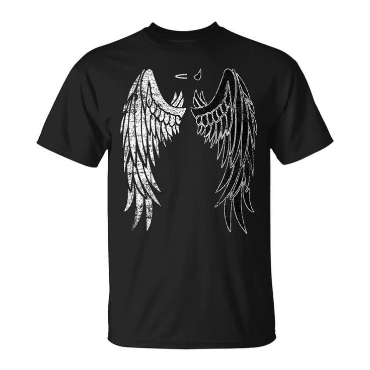 Nuvello Half Angel Devil Back Distressed Wing Design T Shirt - Walmart.com