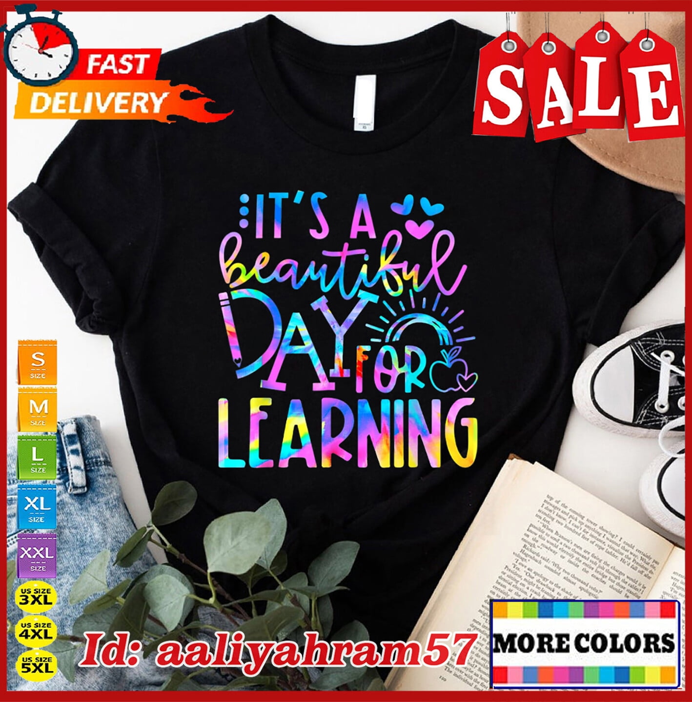 Nuvello It'S Beautiful Day For Learning Shirt Tie Dye Back To School T ...
