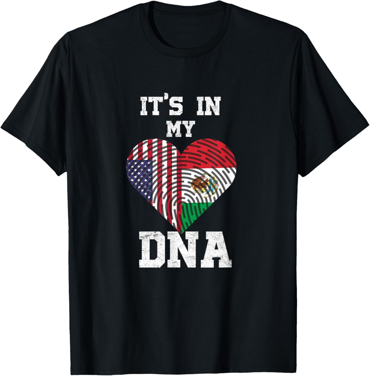 Nuvello It's In My DNA Mexican American Finger Print DNA tee T-Shirt - Walmart.com