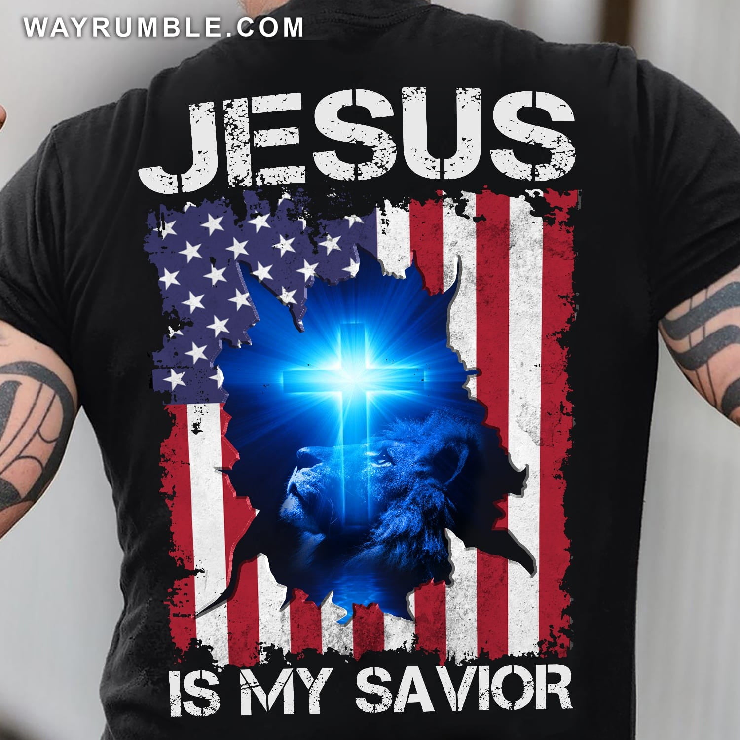 Nuvello Jesus - Lion Looking At The Cross - Jesus Is My Savior - Back-Printed Apparel ...