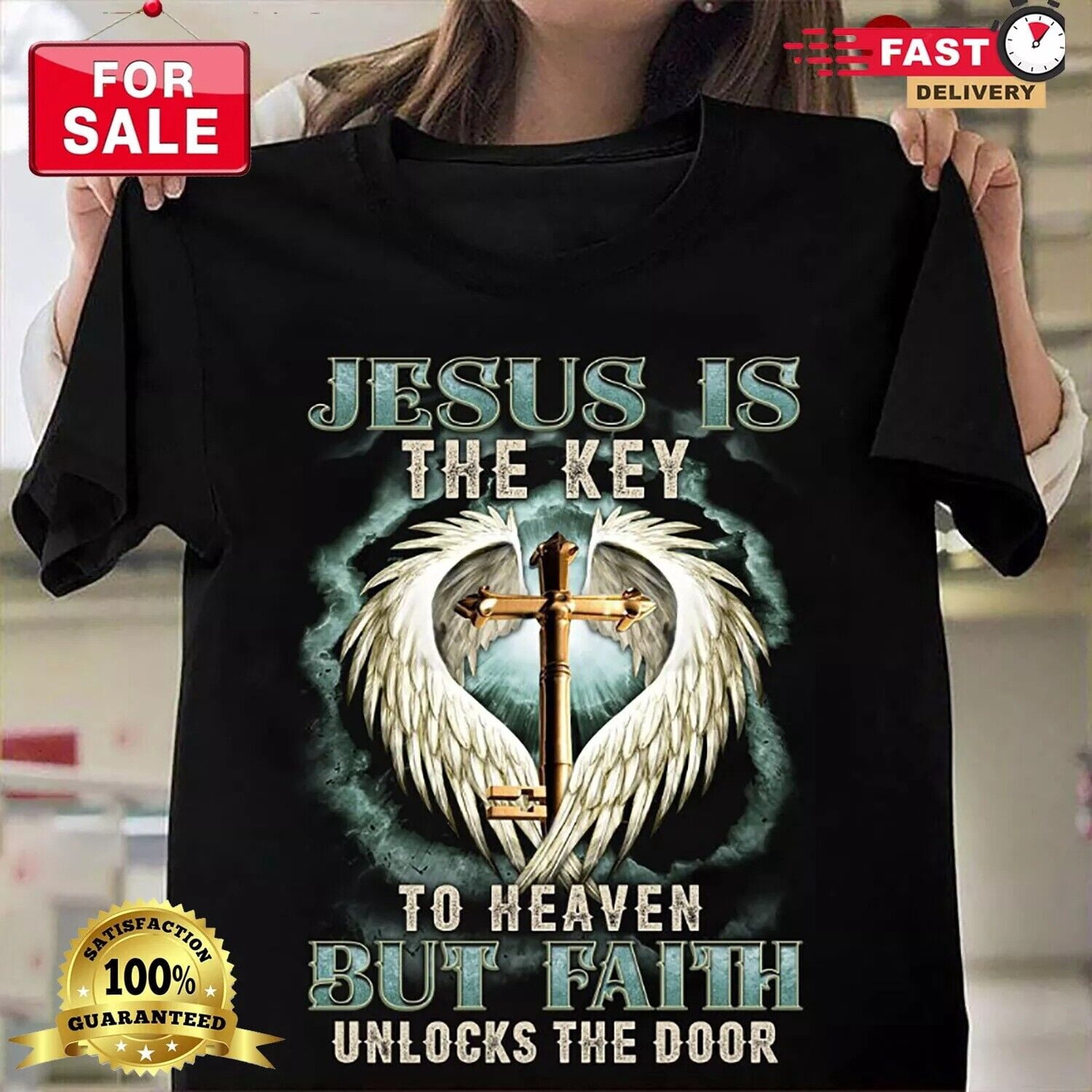 Nuvello Jesus Shirt, Jesus Is The Key To Heaven But Faith Unlocks The ...