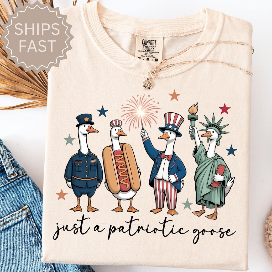 Nuvello , Just A Patriotic Goose Women Shirts, 4th of July Goose Gift ...