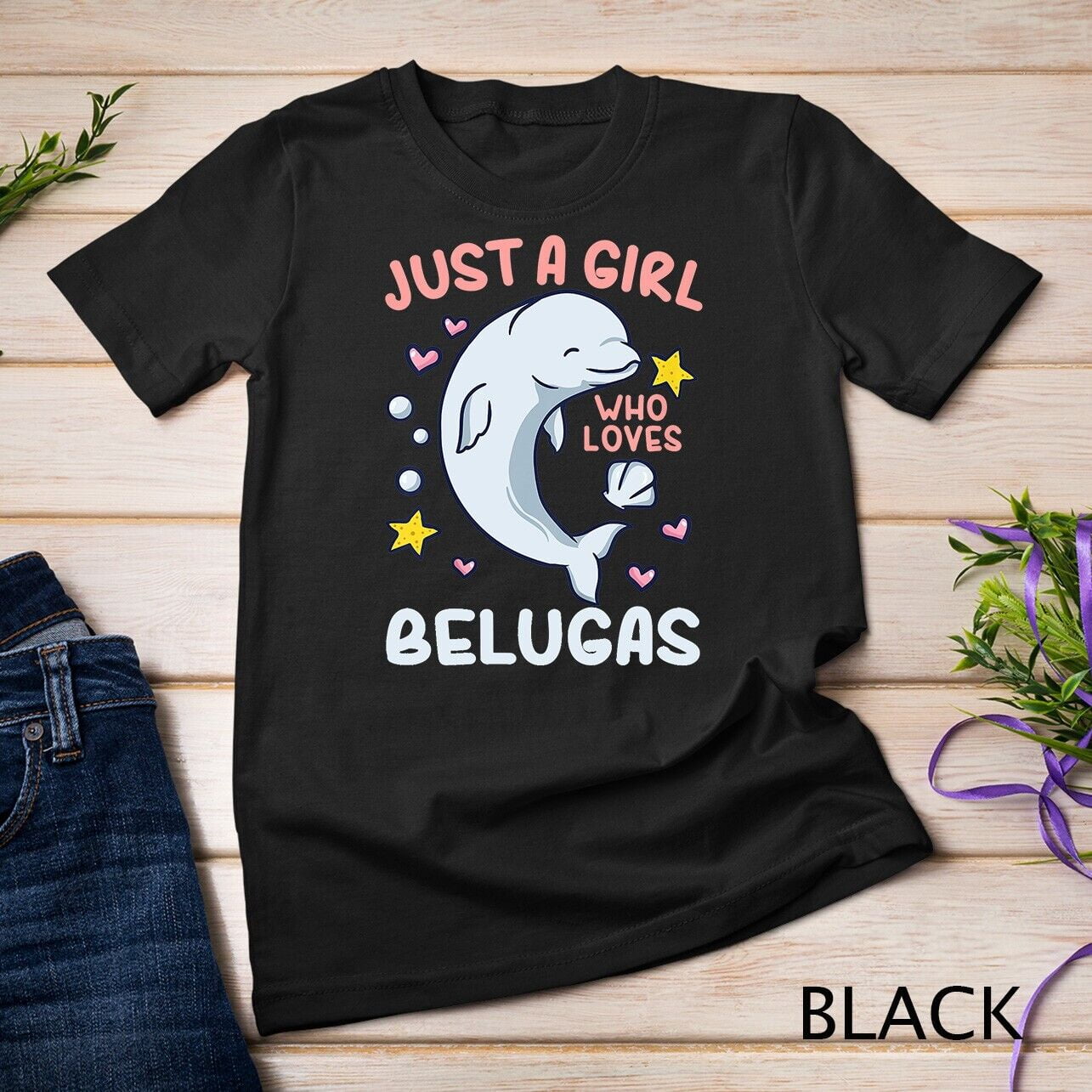 Nuvello Kids Beluga Whale Just A Girl Who Loves Belugas 3 Unisex T ...