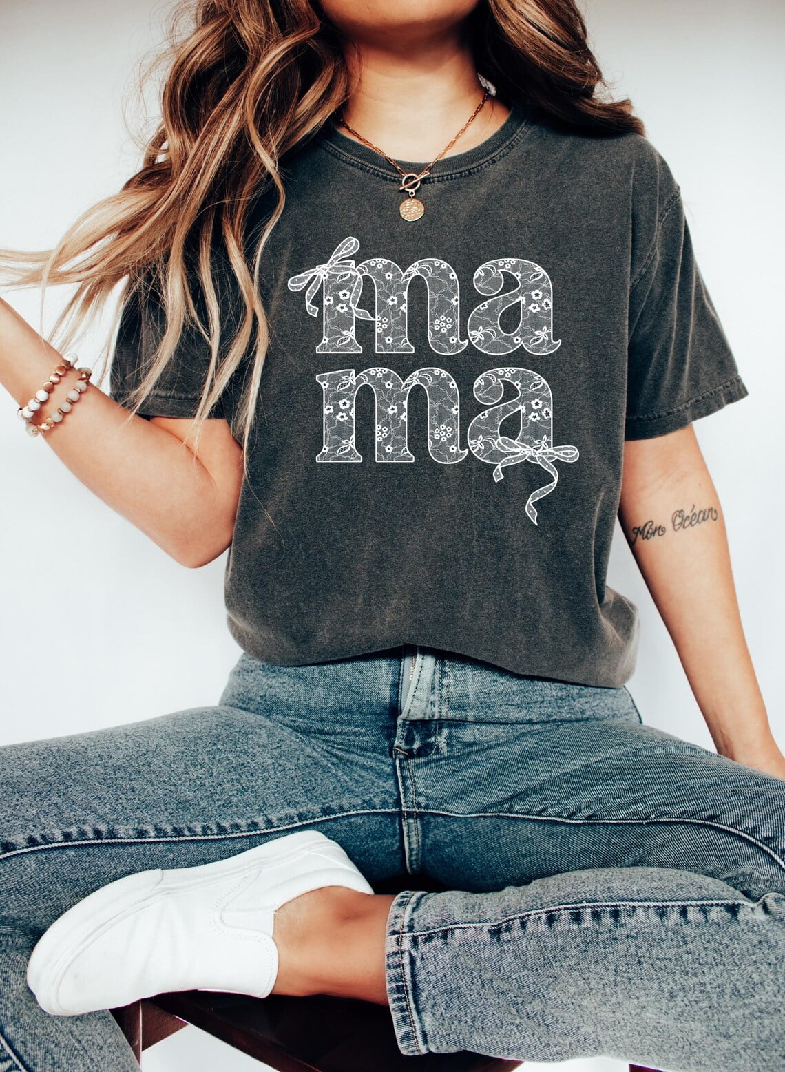 Nuvello Lace Mama Coquette Shirt, Mother's Day , Cute Mama Crewneck ...